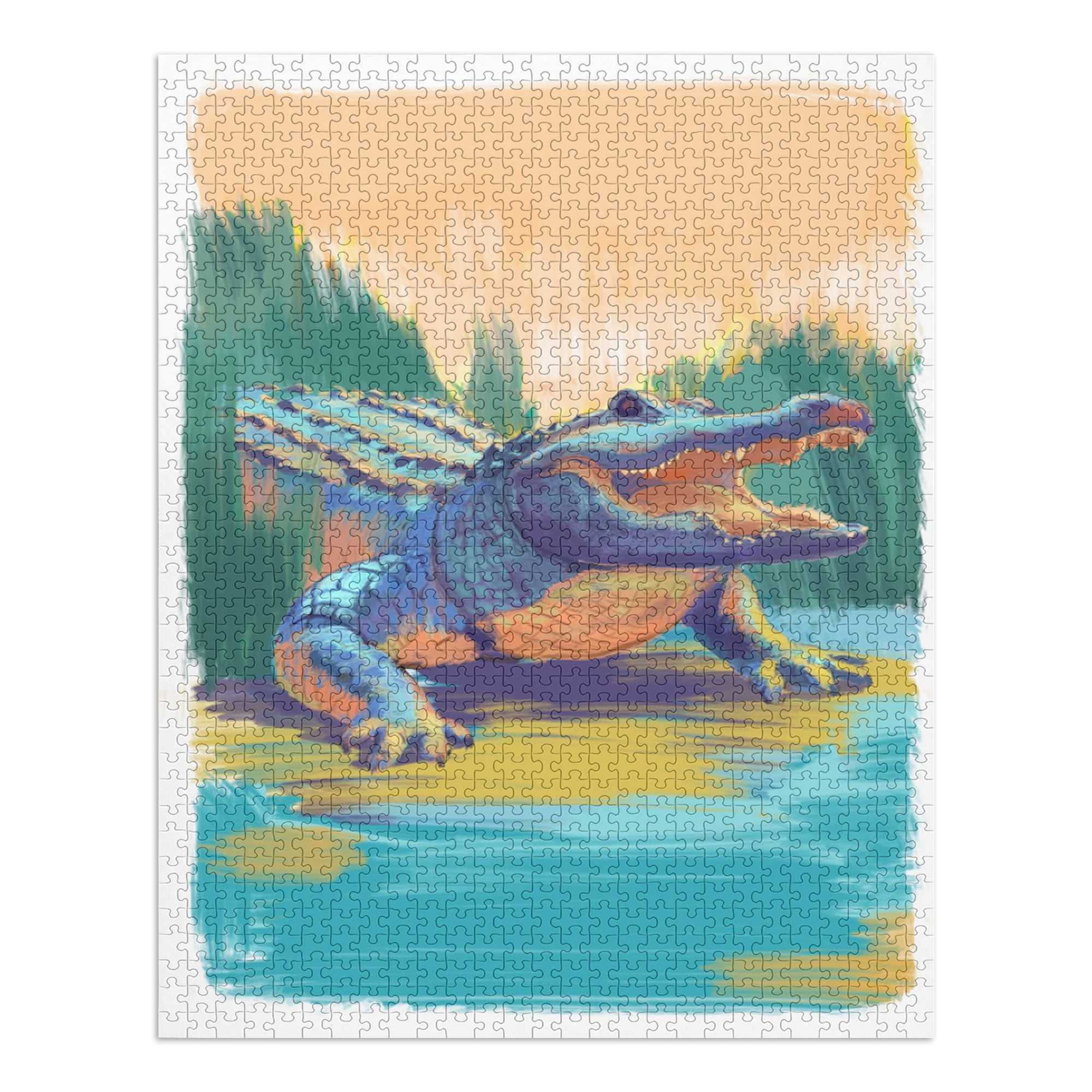 Alligator, Vivid (1000 Piece Puzzle, Size 19x27, Challenging Jigsaw ...