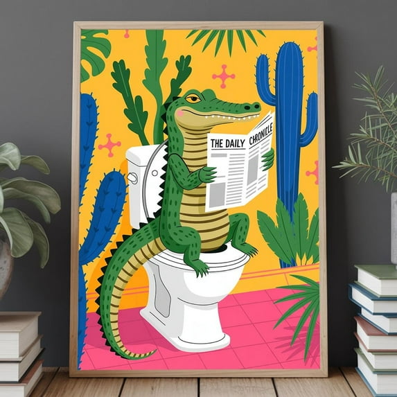Alligator Wall Art – Colorful Bathroom Poster – Quirky Animal Home ...