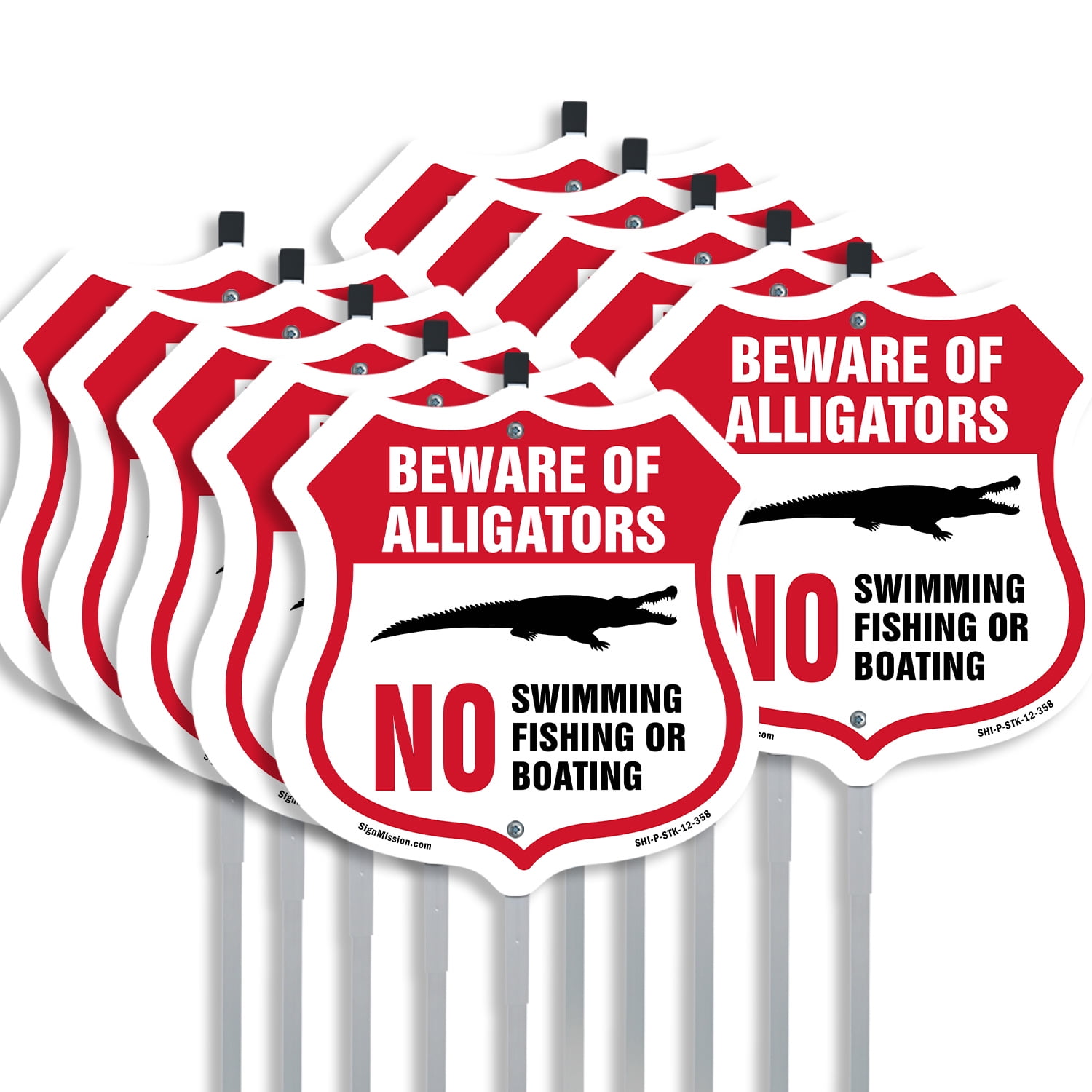 Alligator Warning Shield Sign Beware Of Alligators. No Swimming Fishing ...