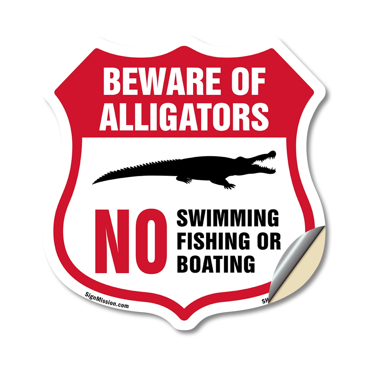 Alligator Warning Shield Sign Beware Of Alligators. No Swimming Fishing ...