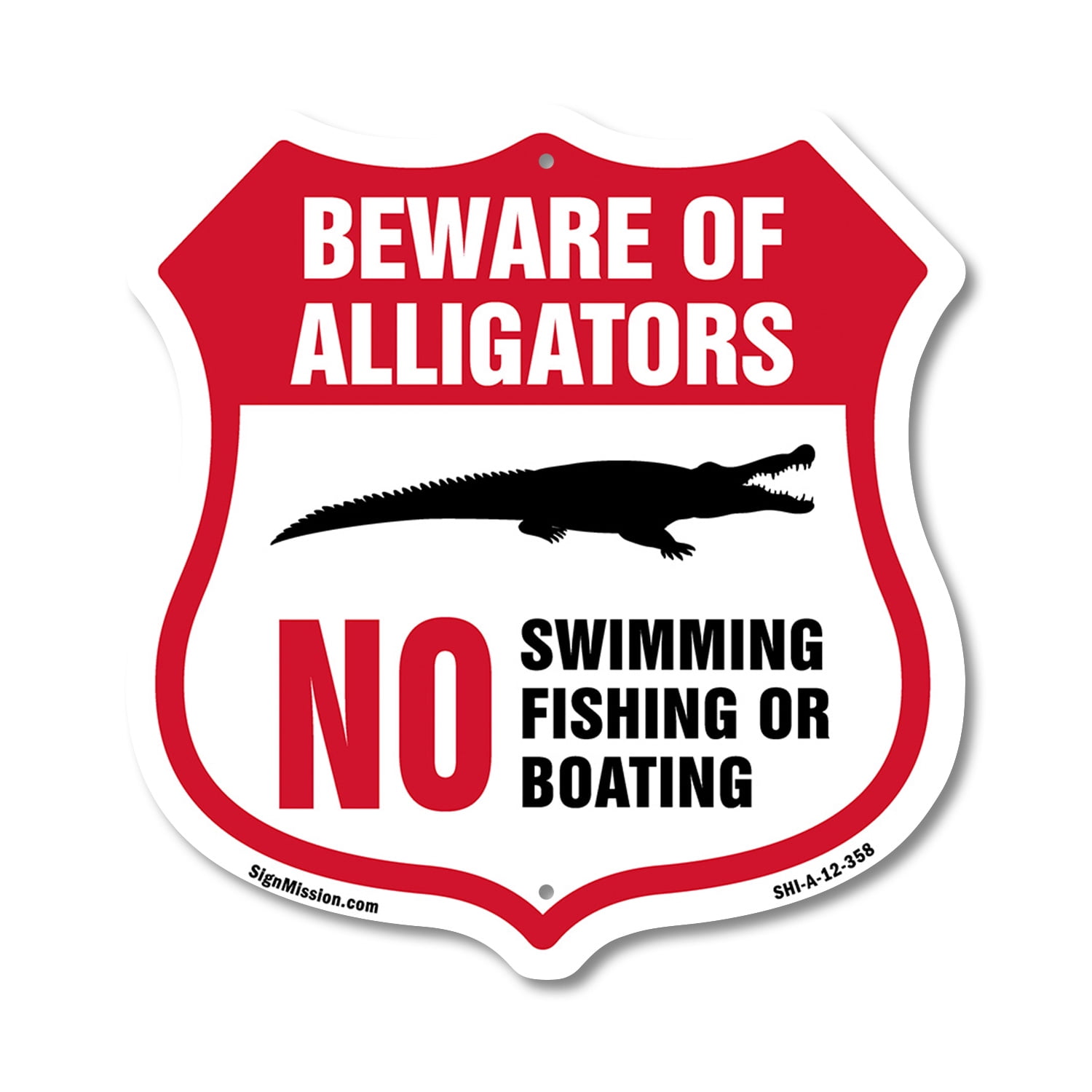 Alligator Warning Shield Sign Beware Of Alligators. No Swimming Fishing ...