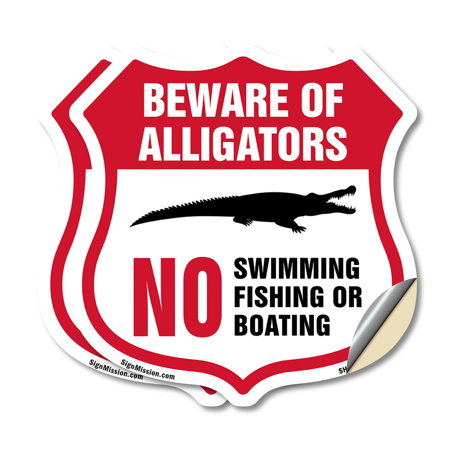 Alligator Warning Shield Sign Beware Of Alligators. No Swimming Fishing ...