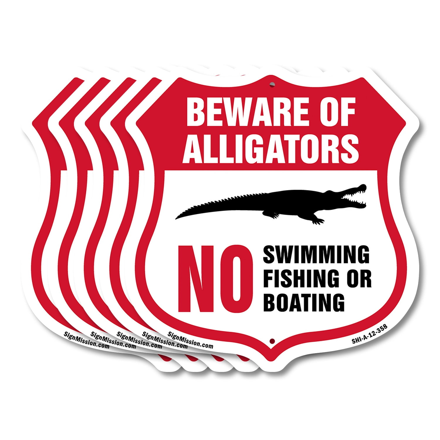 Alligator Warning Shield Sign Beware Of Alligators. No Swimming Fishing ...