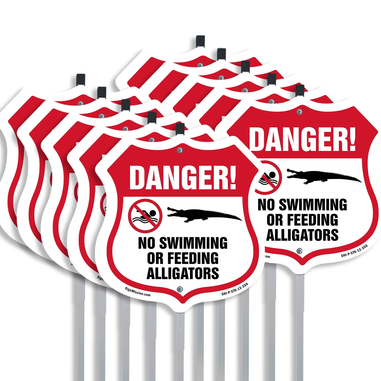 Alligator Warning Shield Sign Danger! No Swimming Or Feeding Alligators ...