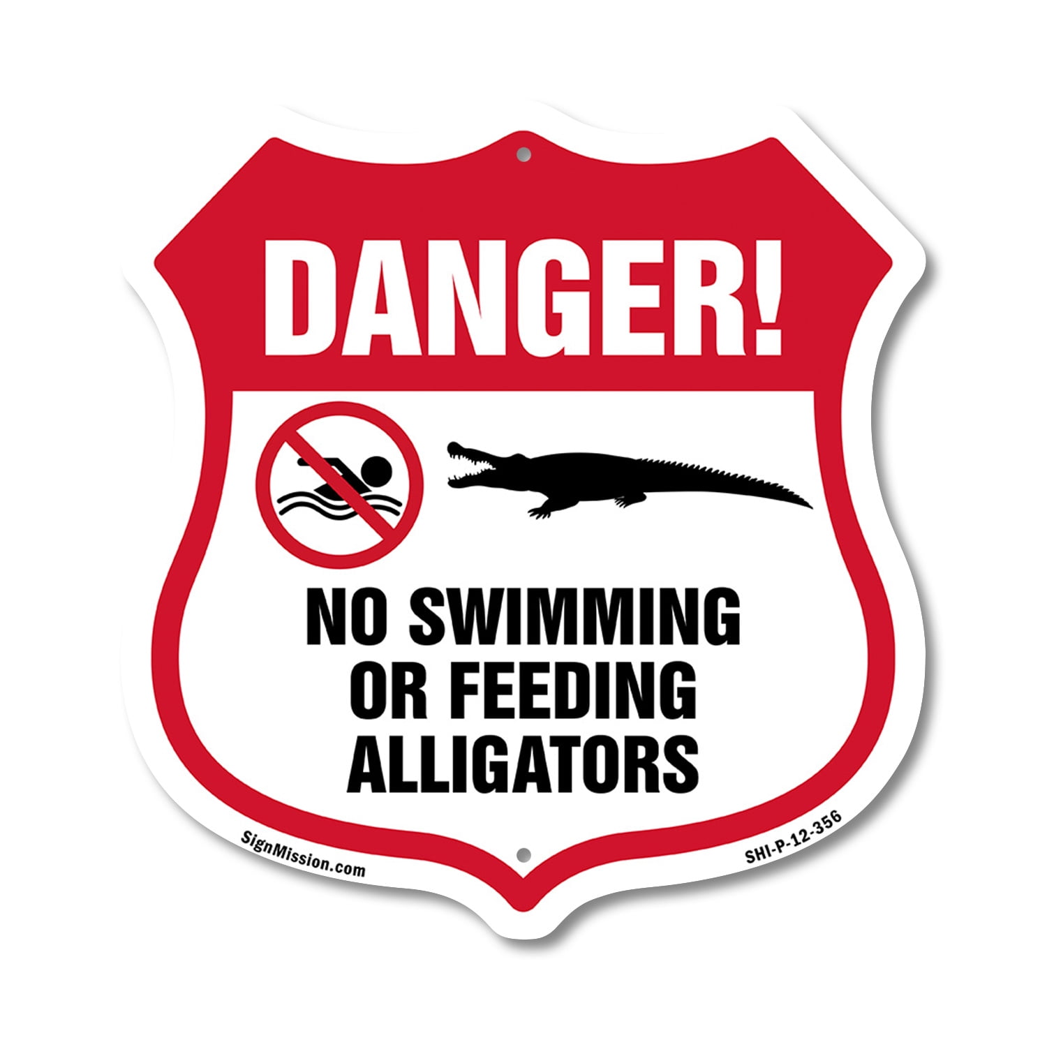Alligator Warning Shield Sign Danger! No Swimming Or Feeding Alligators ...