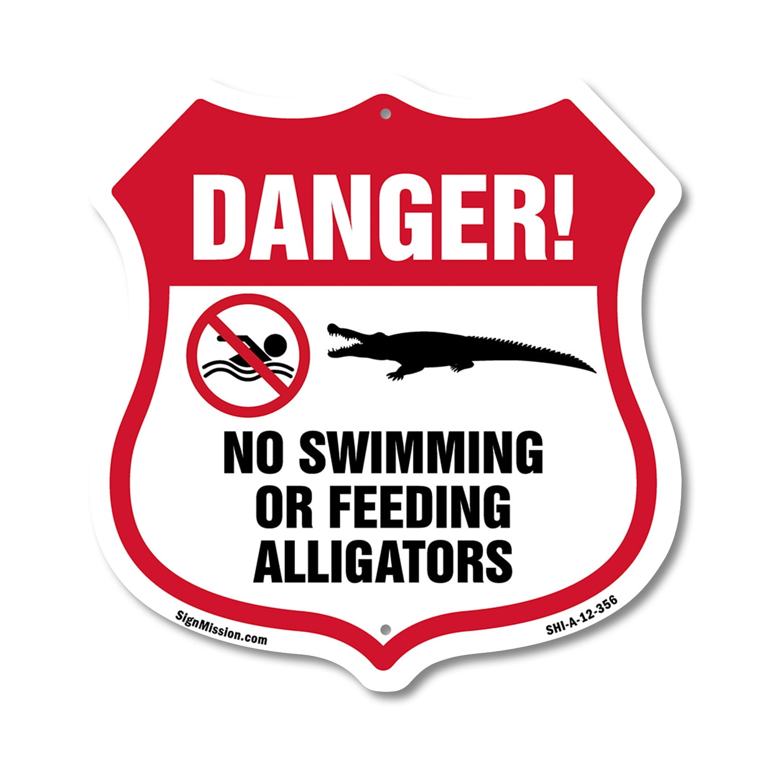Alligator Warning Shield Sign Danger! No Swimming Or Feeding Alligators ...