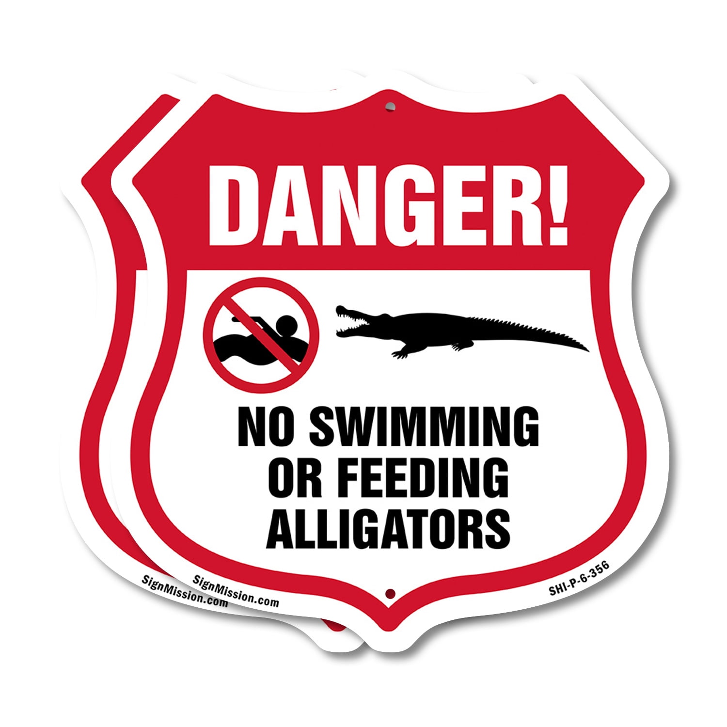 Alligator Warning Shield Sign Danger! No Swimming Or Feeding Alligators ...