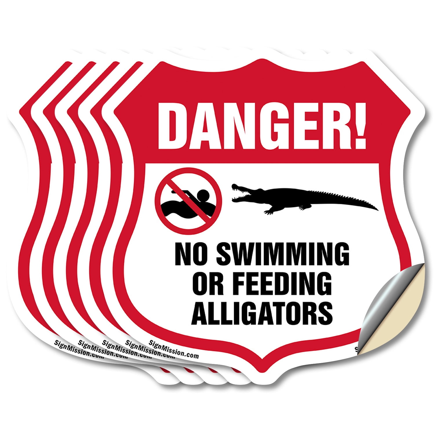 Alligator Warning Shield Sign Danger! No Swimming Or Feeding Alligators ...