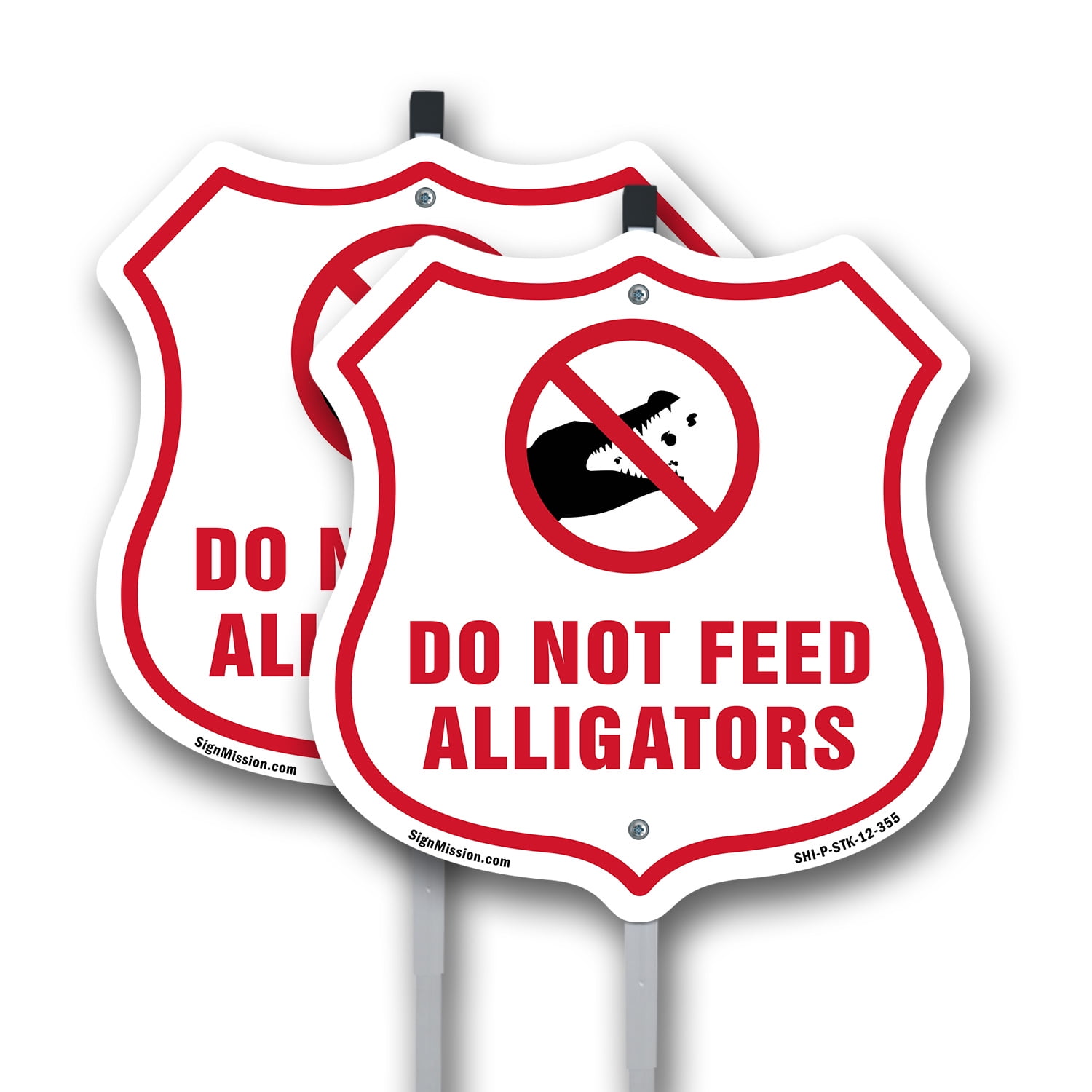 Alligator Warning Shield Sign Do Not Feed Alligators (2 Pack) 12 inch X ...