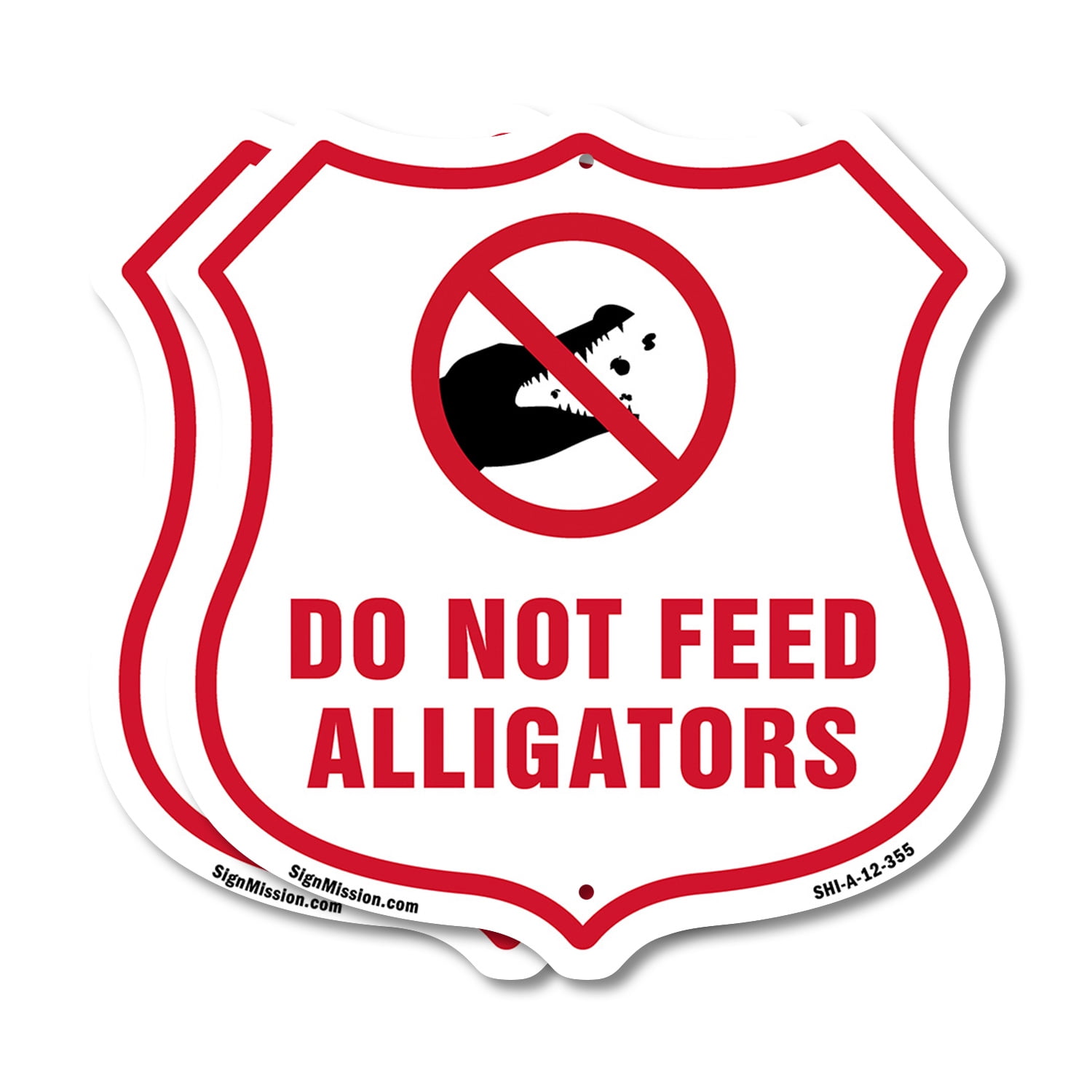 Alligator Warning Shield Sign Do Not Feed Alligators (2 Pack) 12 inch X ...
