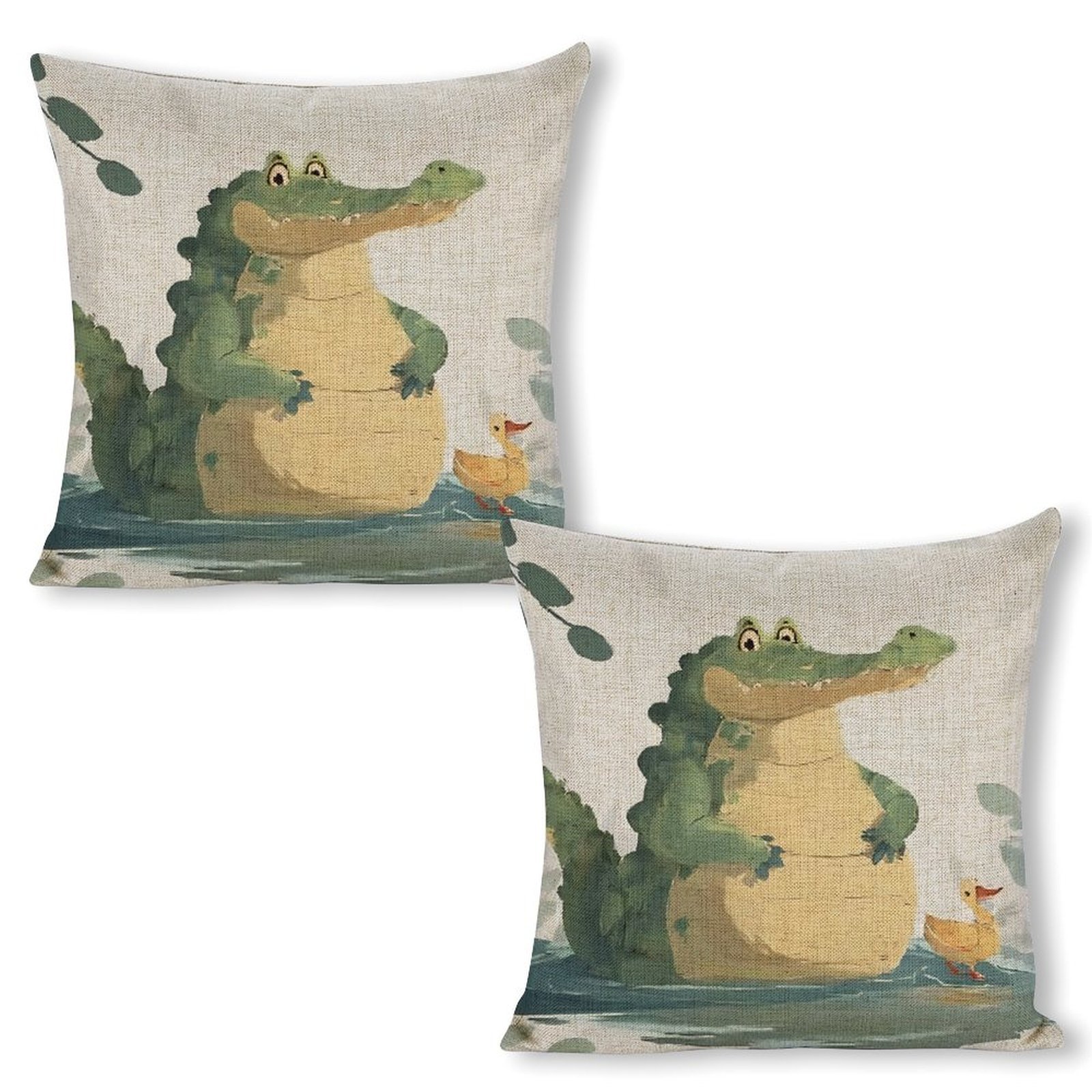 Alligator duck water Linen toss pillowcase Decoration pillowcase Gift ...