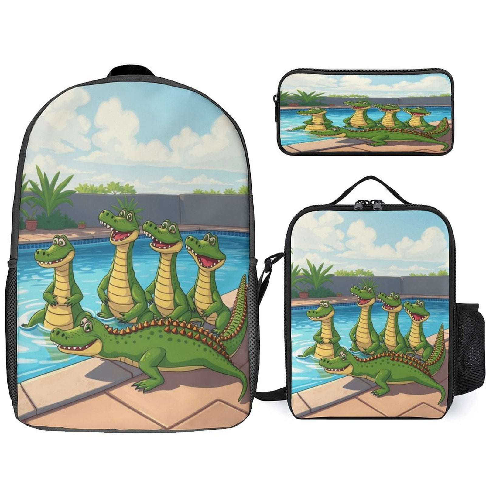 Alligators Pool Fun 3pcs/Set Student Travel Bags Laptop Daypack ...