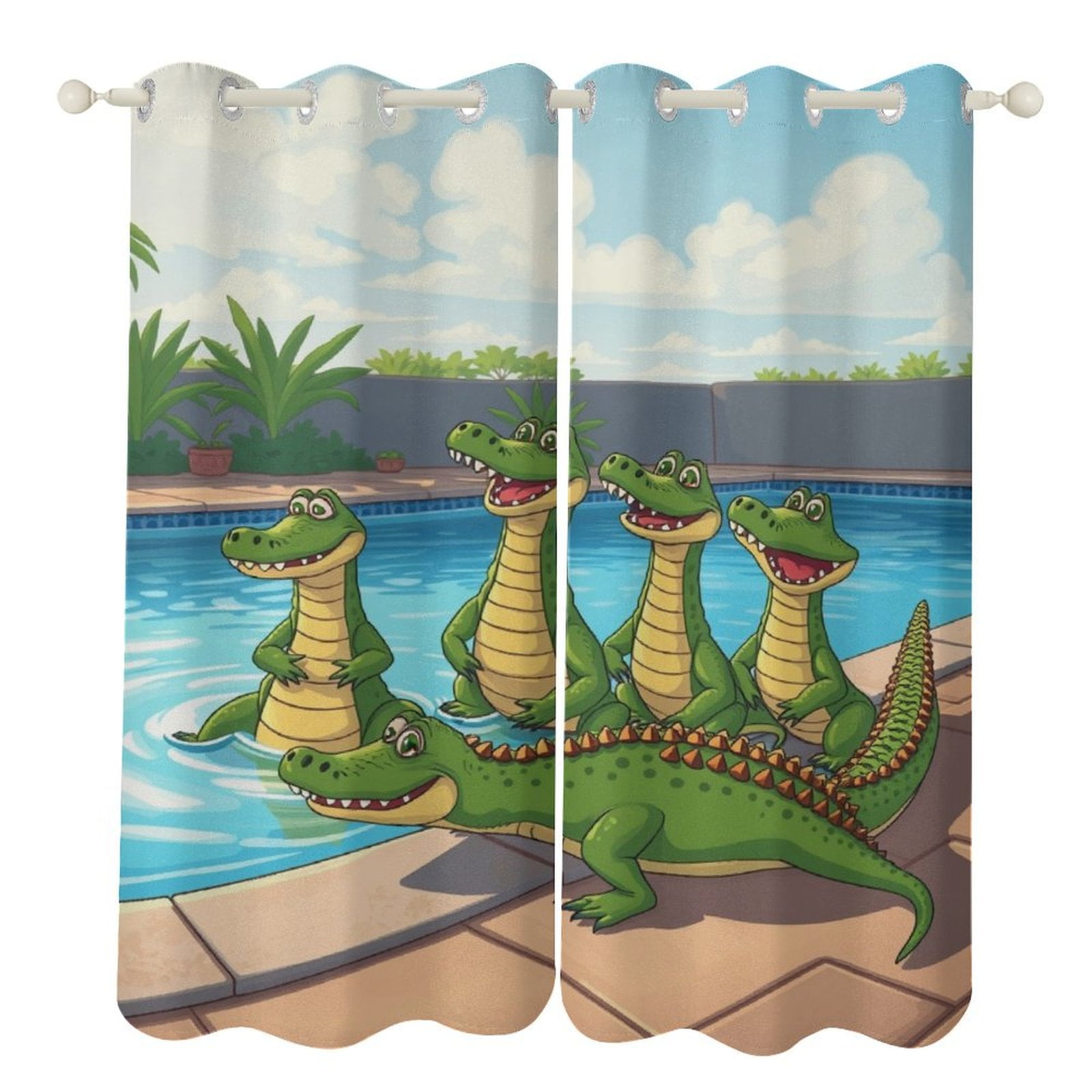 Alligators Pool Fun Curtains for Bedroom Living Room Drapes Kitchen ...