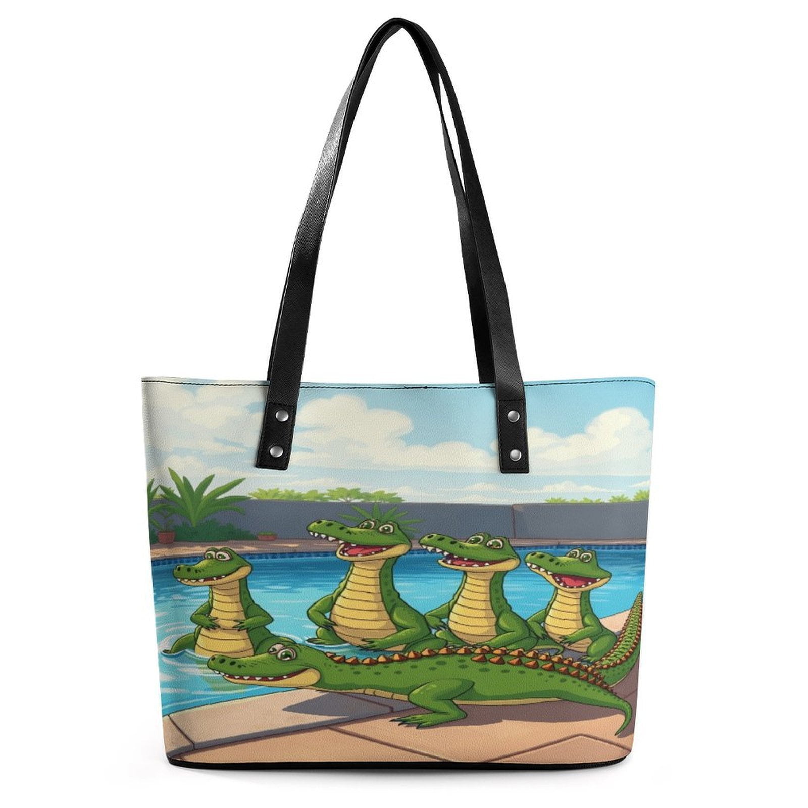 Alligators Pool Fun Handbags PU Leather Shoulder Bag Tote Bag Top ...