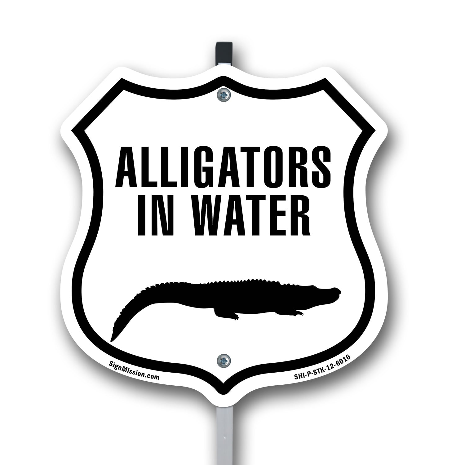 Alligators in water 12 inch X 12 inch Shield Shaped Rust-Free Aluminum ...