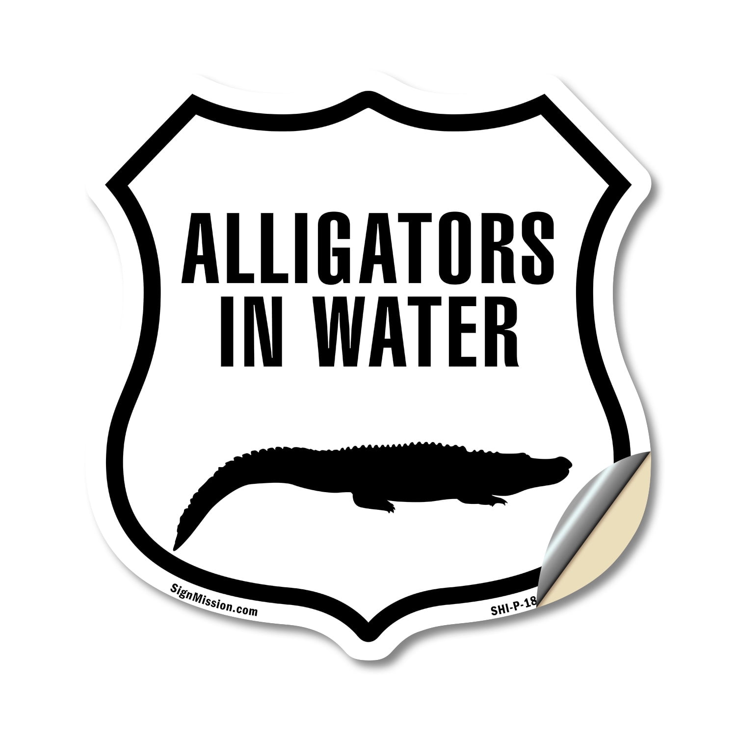 Alligators in water (2 Pack) 4 inch X 4 inch Shield Shaped Heavy Duty 3 ...