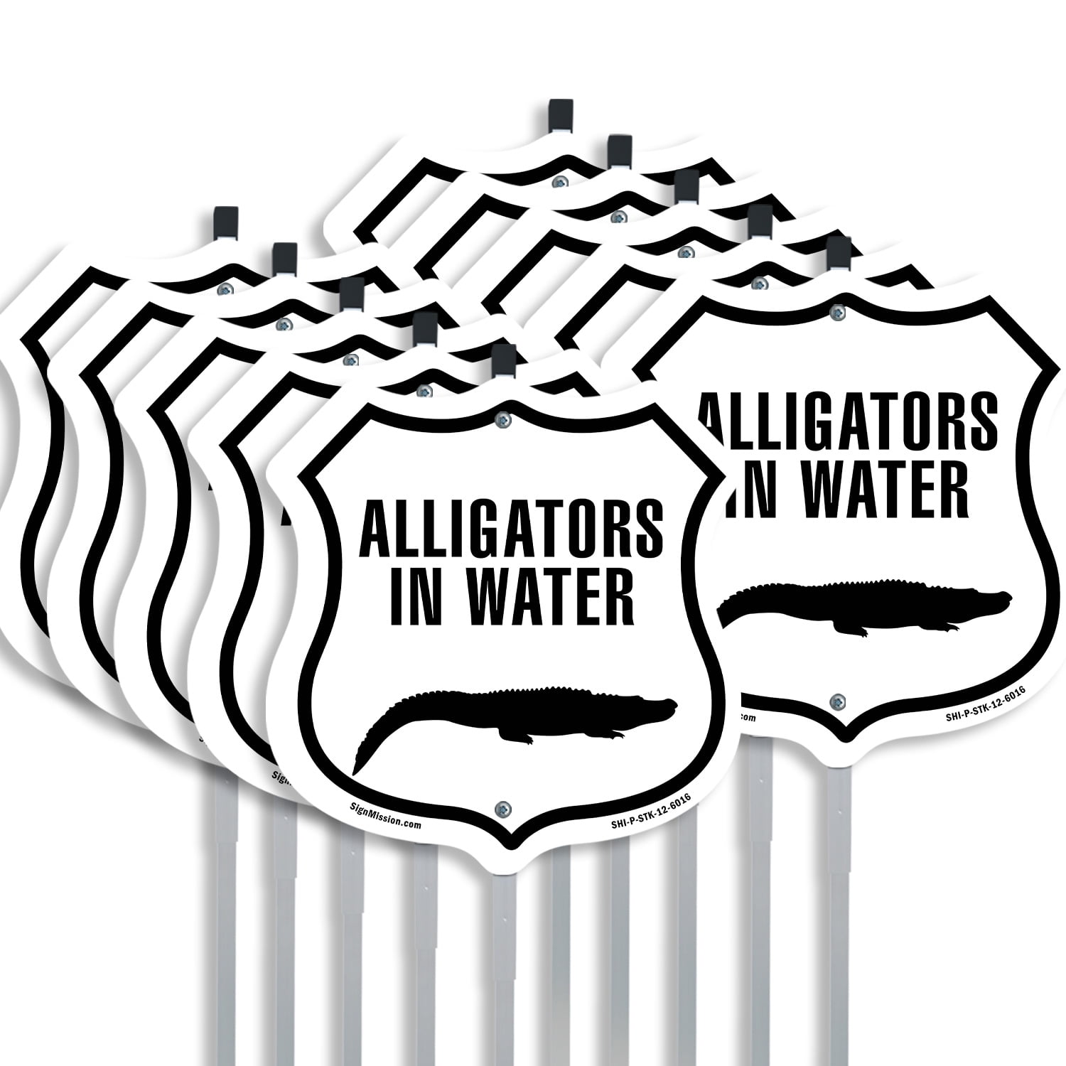 Alligators in water (10 Pack) 12 inch X 12 inch Shield Shaped ...