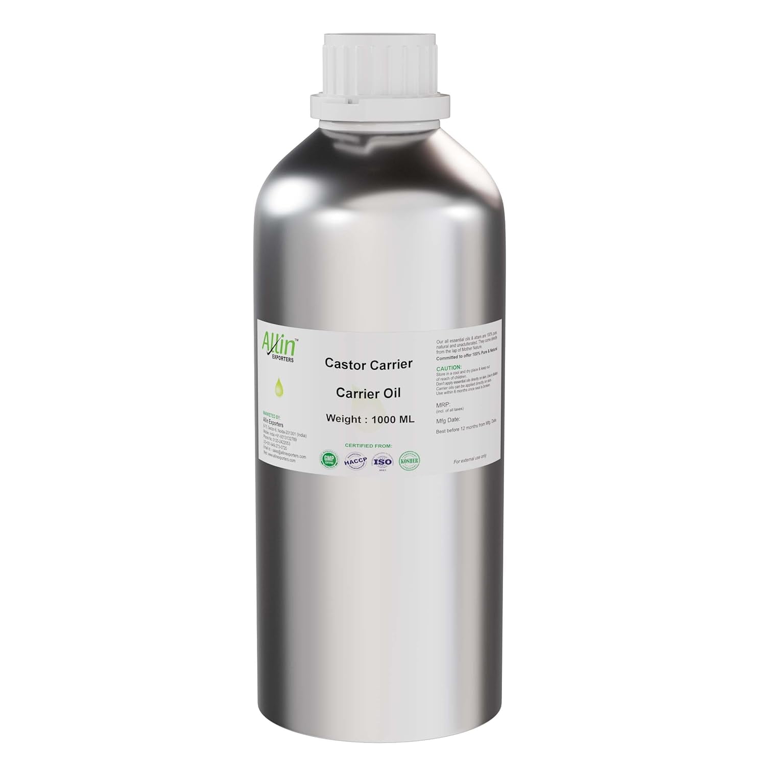 Allin Exporters Cold Pressed Pure Natural Undiluted Castor Carrier Oil ...