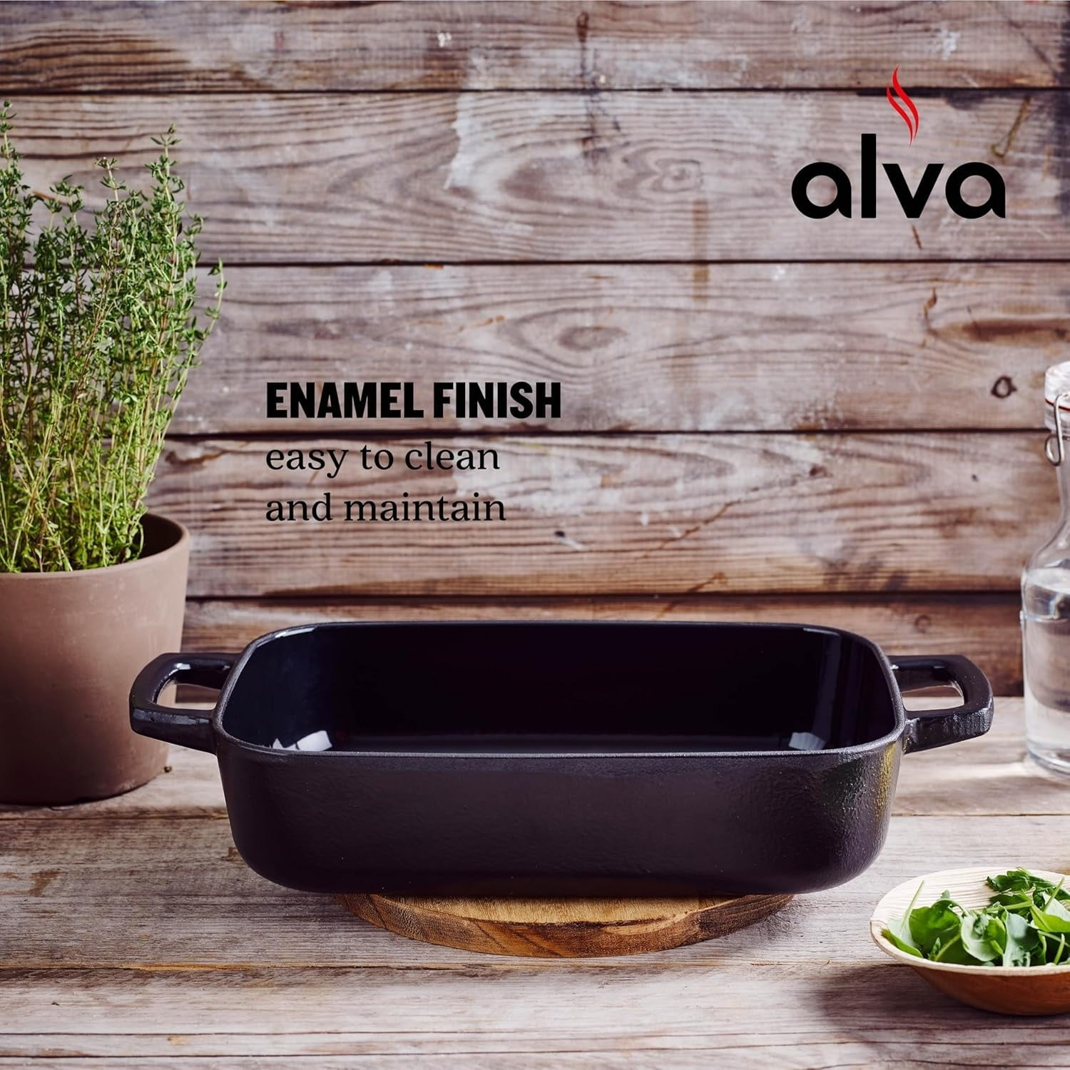 Allinox Alva Nori Enameled Cast Iron Oven Dish Roasting Pan - 12" x 8 ...