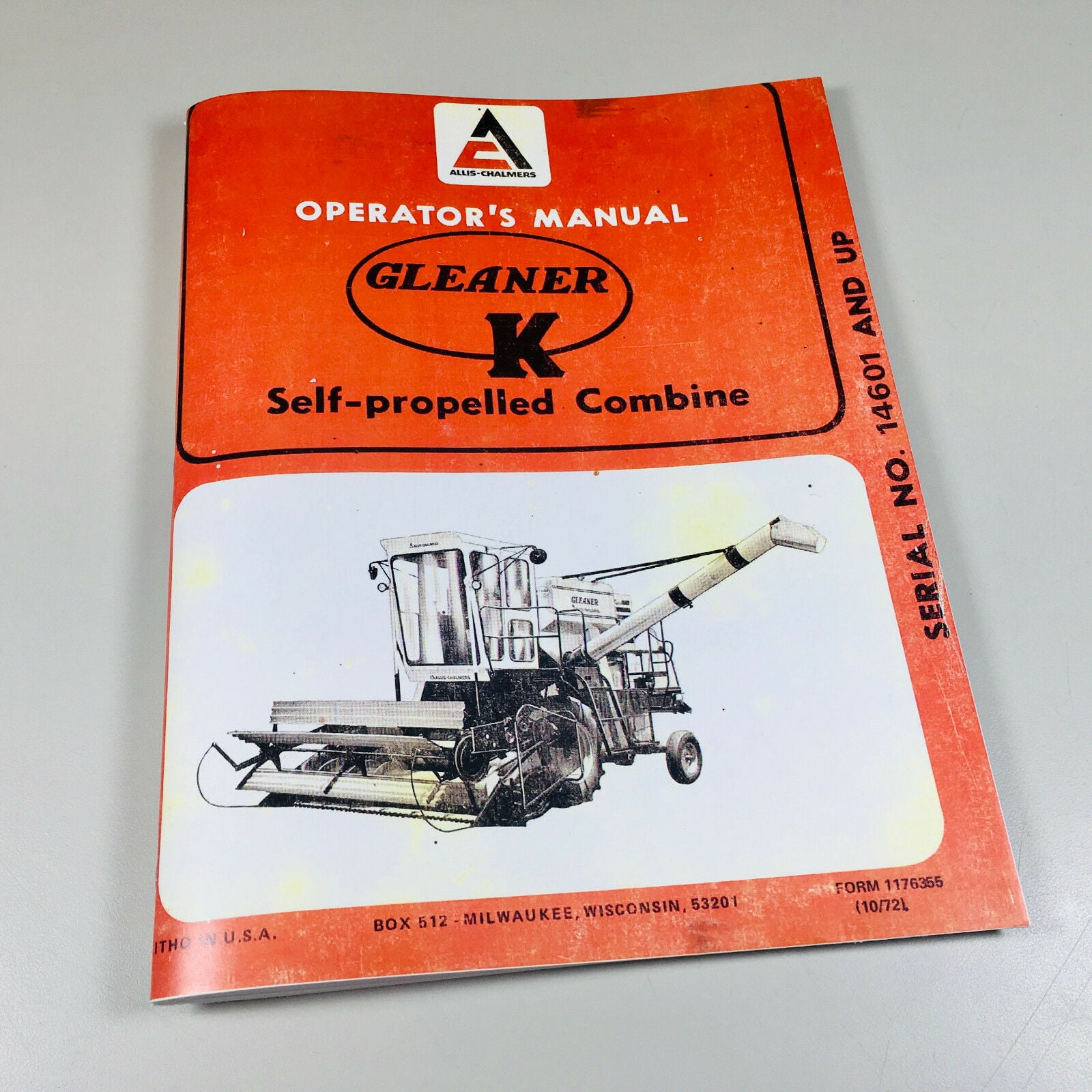 Allis Chalmers Gleaner K Self Propelled Combine Owners Operators Manual ...