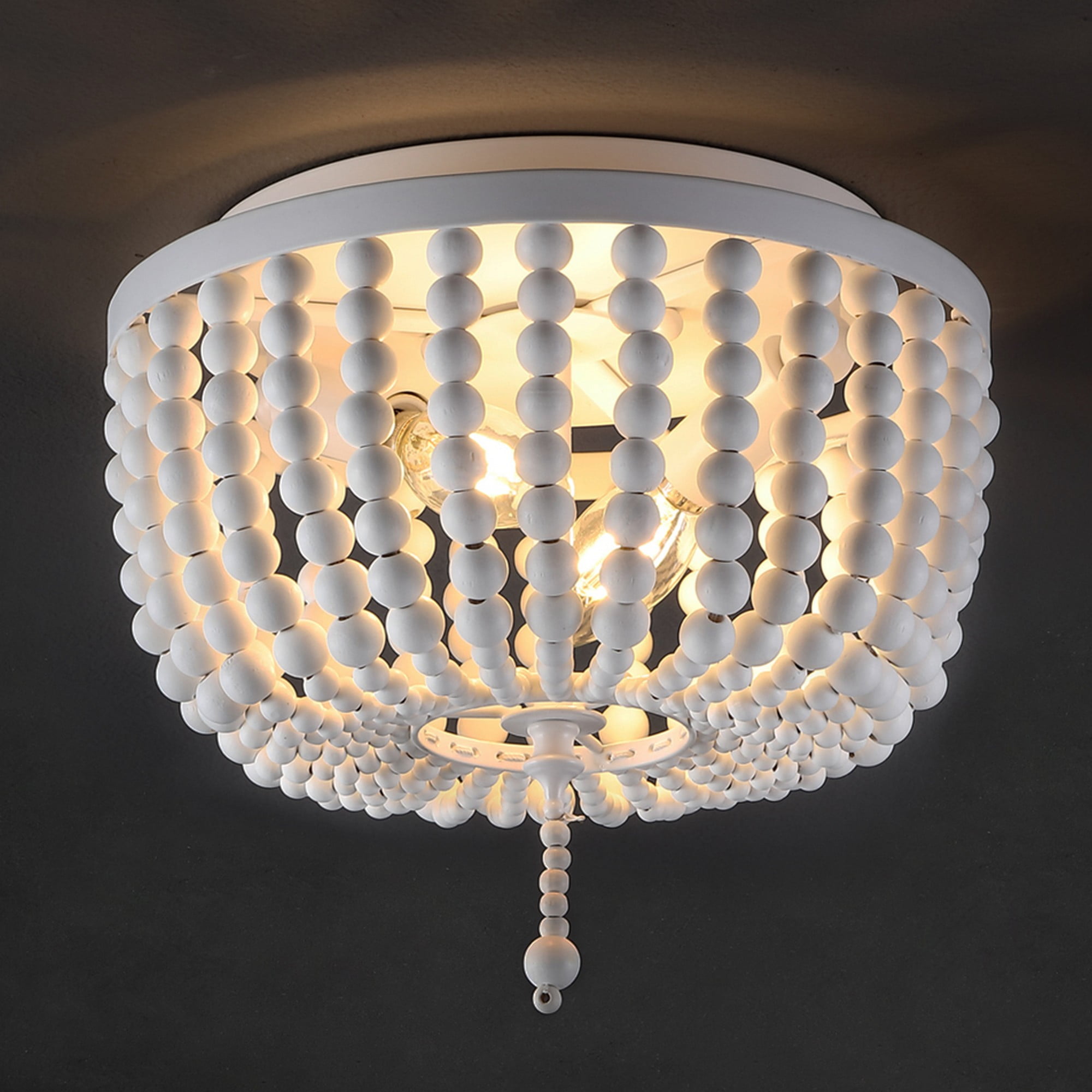 JONATHAN Y Allison 10" 2-Light Shabby Chic Farmhouse Wood Beaded/Metal ...