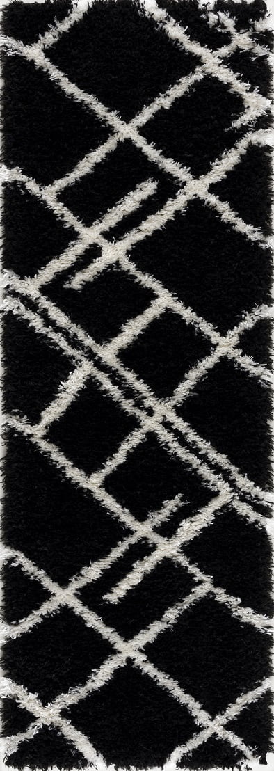 Allison Black Shag 2 ft. x 6 ft. Runner Rug - Walmart.com