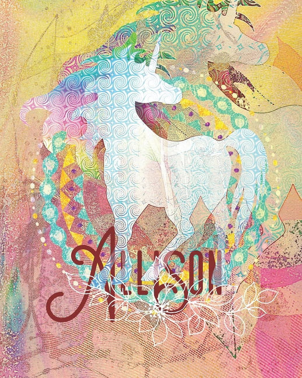 Allison : Colorful Rainbow Unicorn - 100 Pages 8"X10" Girl's ...