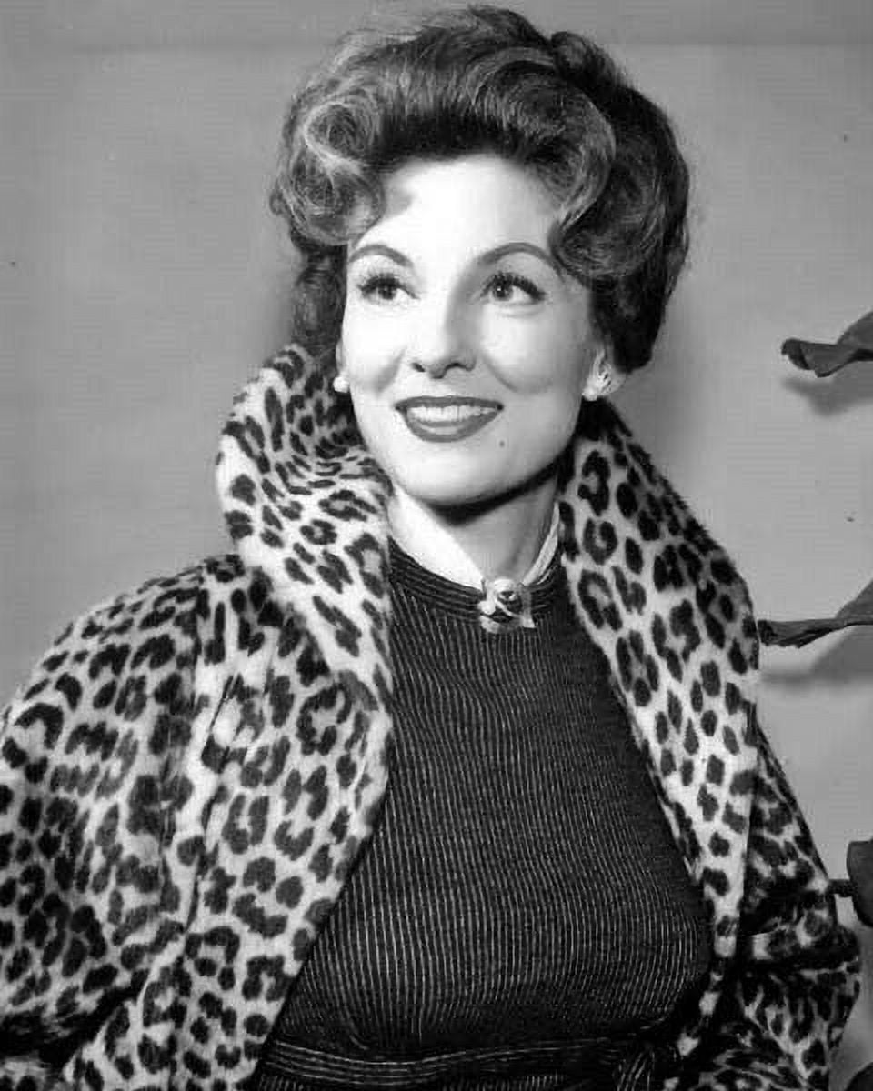 Allison Hayes 1950's era smiling portrait in leopard style coat 8x10 ...