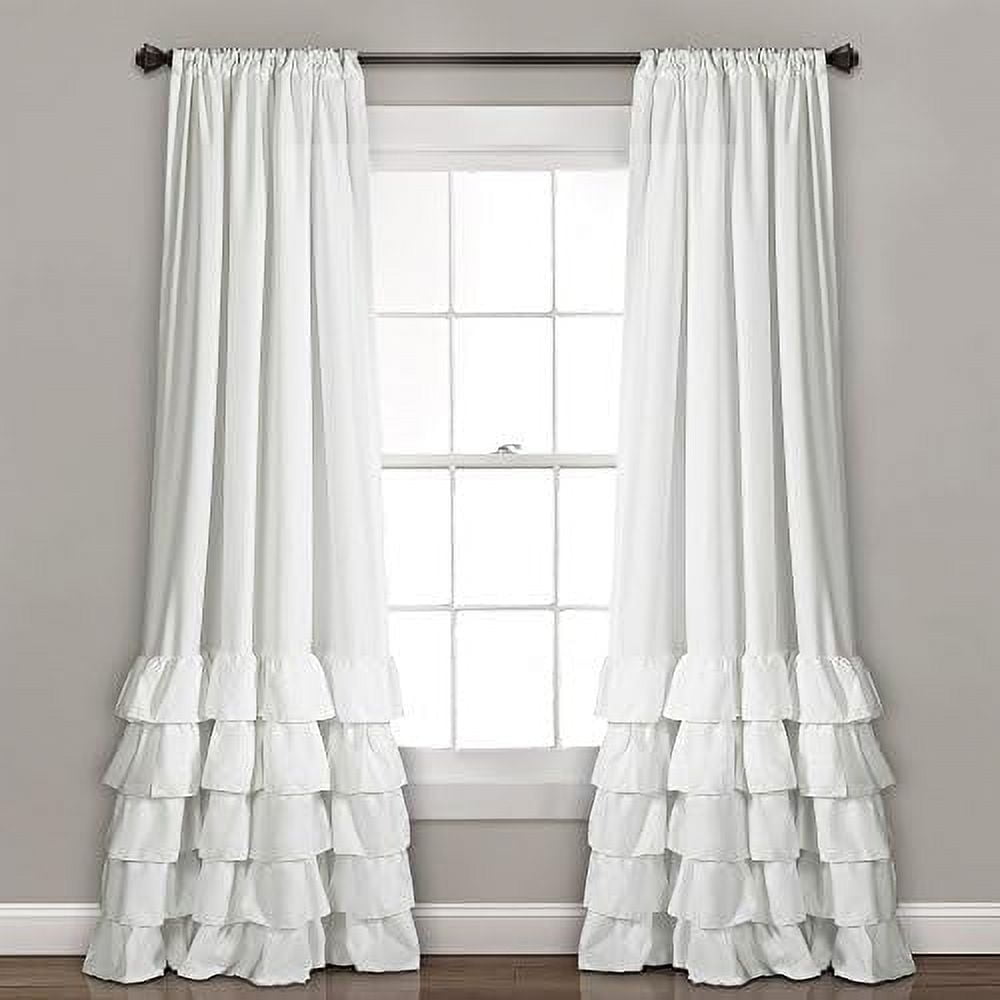 Allison Ruffle Light Filtering Window Curtain Panels Pair 40" W x 95 ...