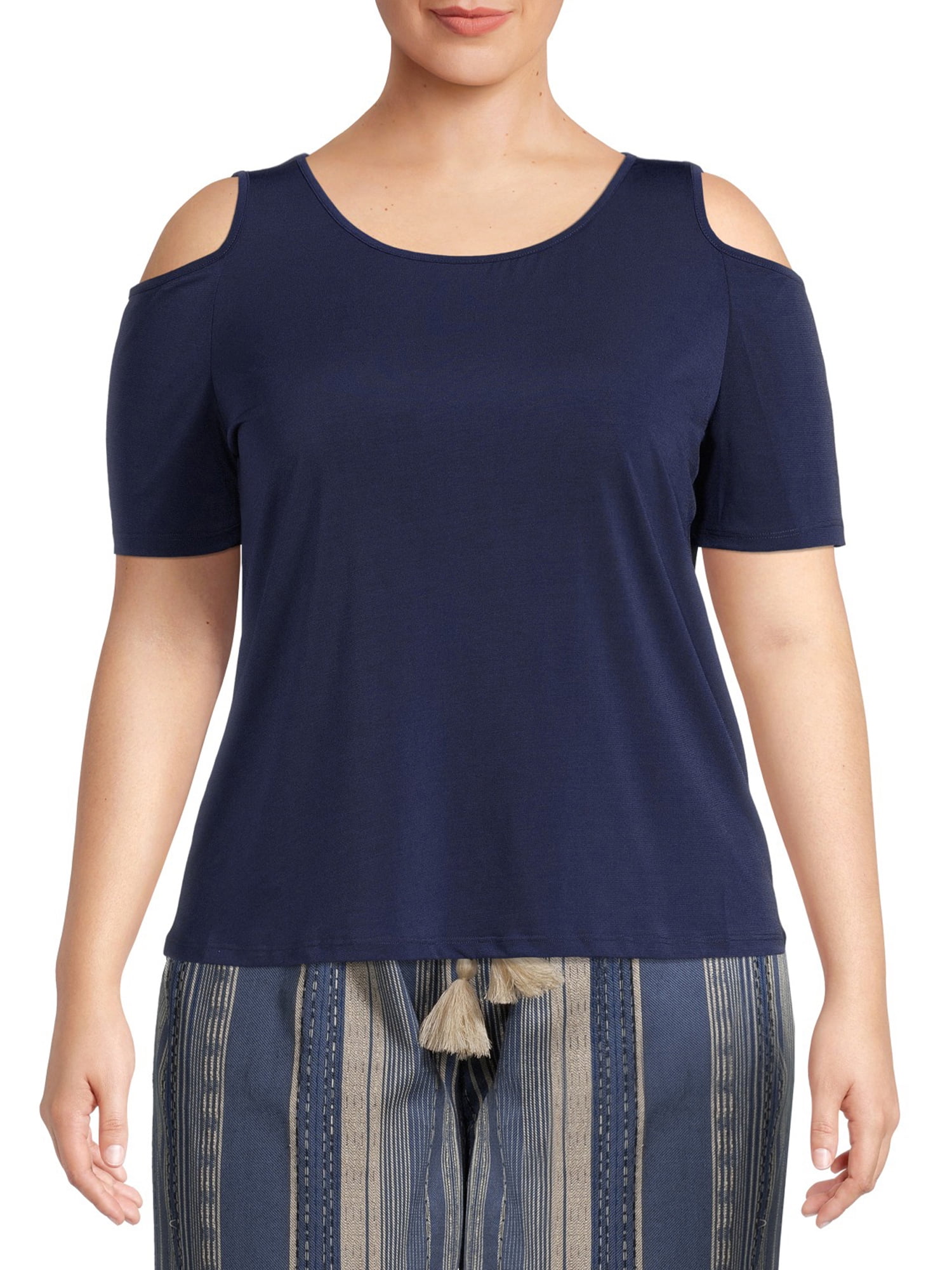 Allison Taylor Women's Plus Size Cold Shoulder Short Sleeve Top ...