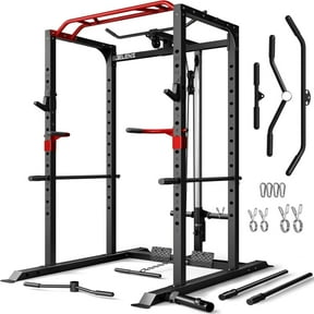 Mikolo Folding Squat Rack, Wall Mounted Power Rack with Pulley System ...