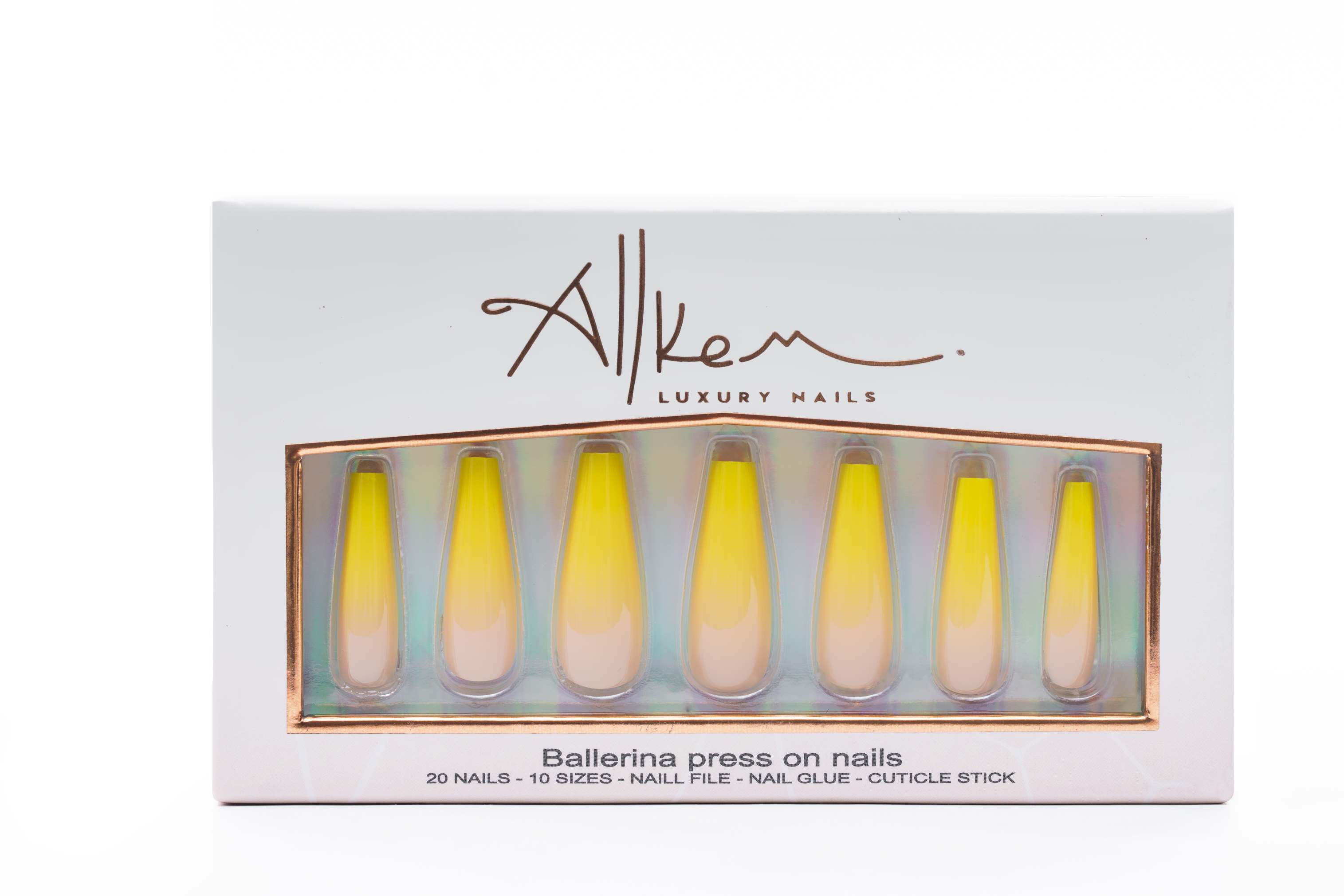 Allkem Sunburst Ombre Ballerina Press on Nails | Glossy Extra Long ...