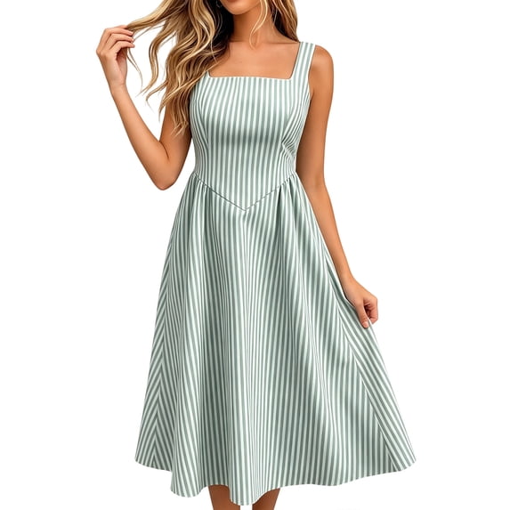 Alllist Cotton Blend Womens Summer Fall Dresses Sleeveless Square ...