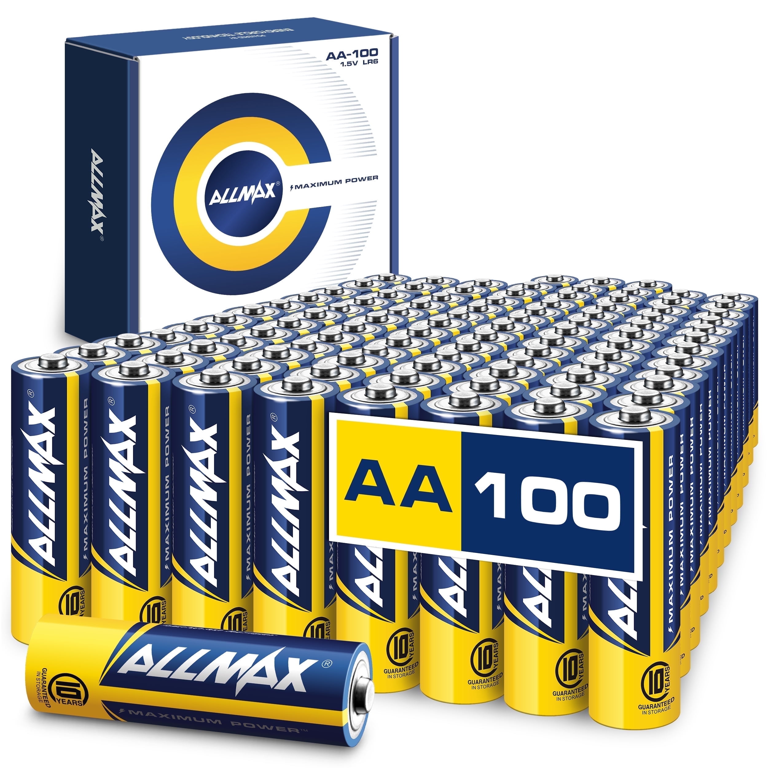Allmax AA Maximum Power Alkaline Batteries 100-Pack, Ultra Long-Lasting ...