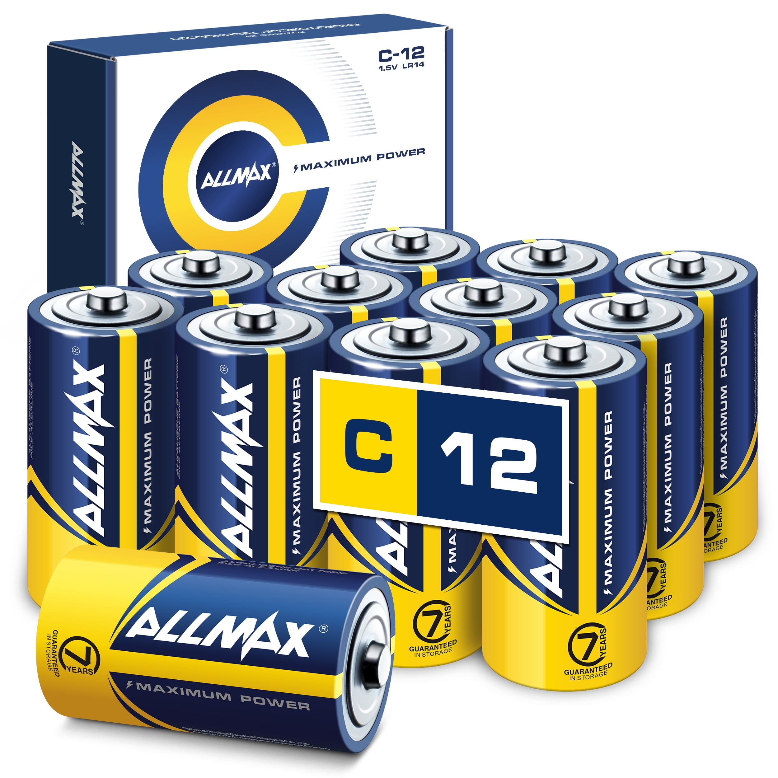 Allmax C Maximum Power Alkaline Batteries (12 Count) – Ultra Long ...