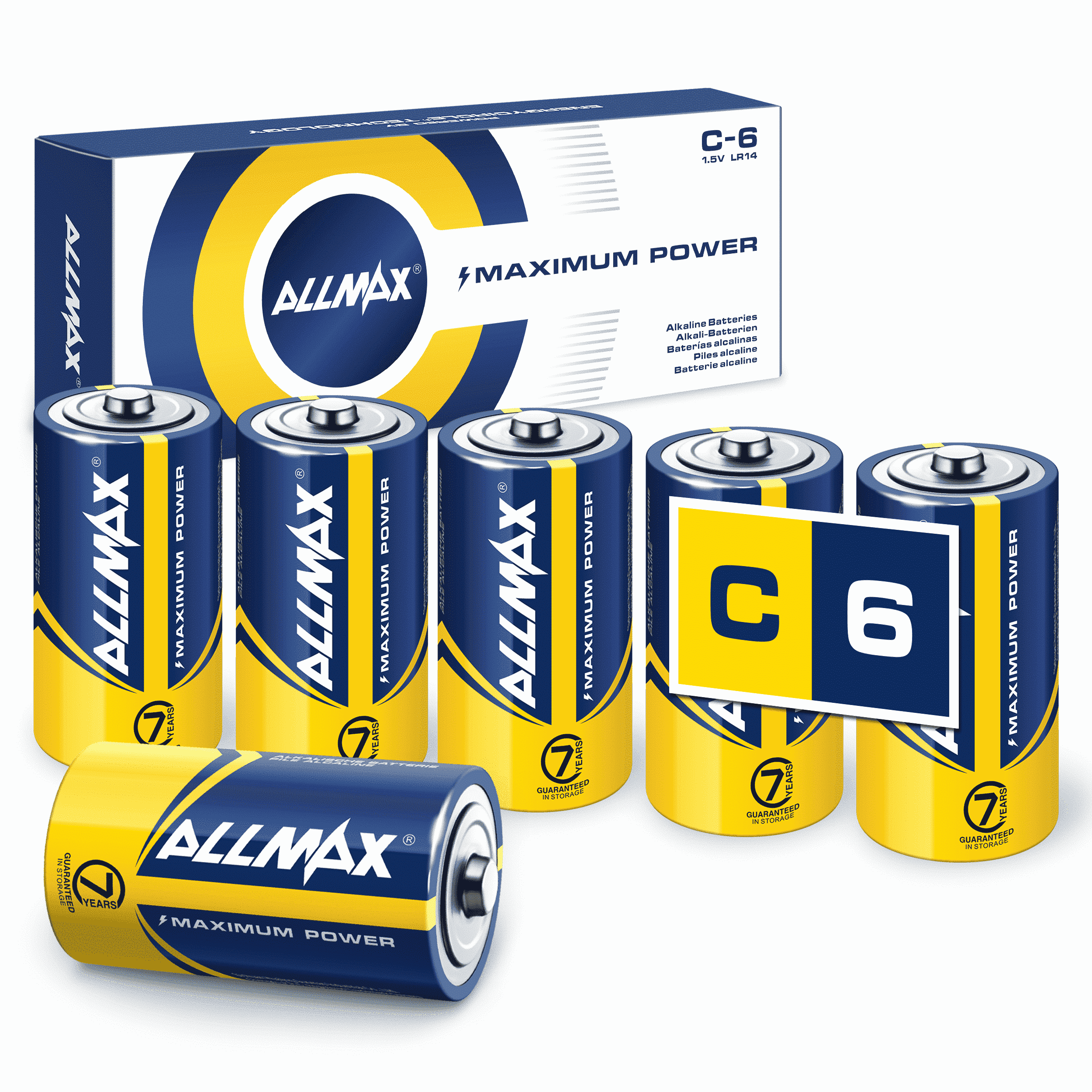 Allmax C Maximum Power Alkaline Batteries (6 Count)- Ultra Long ...