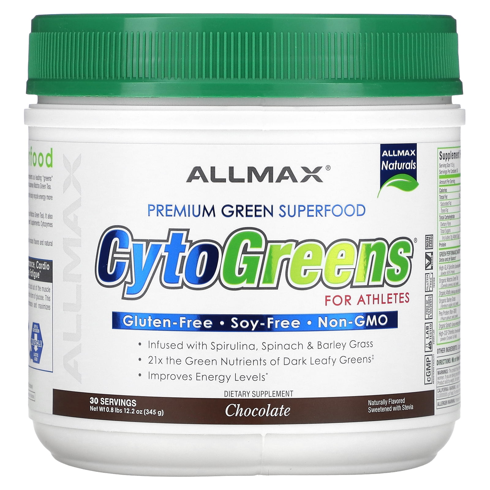 ALLMAX CytoGreens®, Premium Green Superfood For Athletes, Chocolate, 0. ...