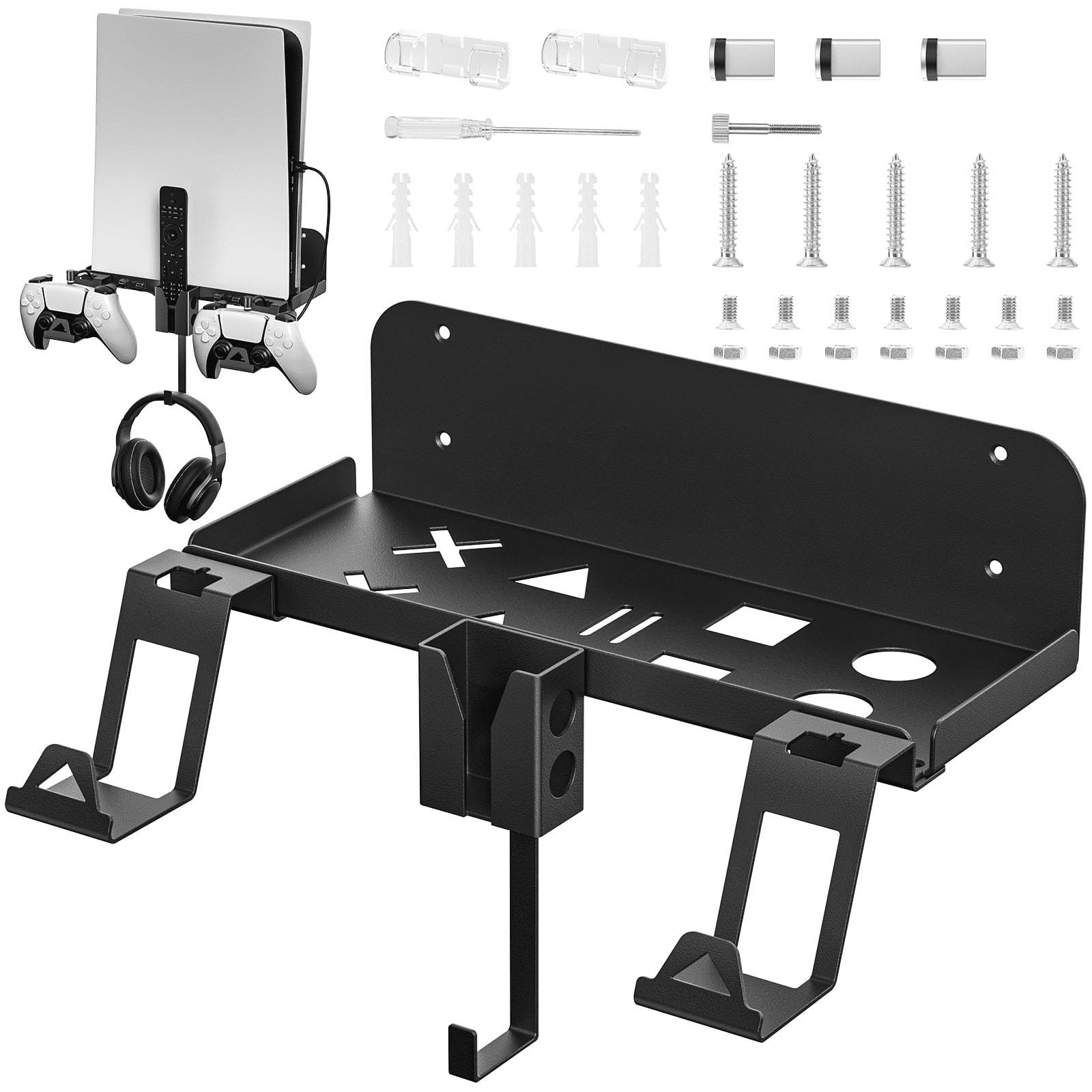 Allnice PS5 Wall Mount Bracket with 2-in-1 Charging Cable, Controller ...