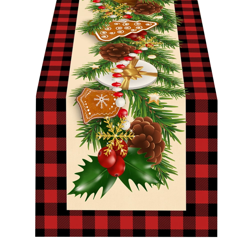 Alloet Christmas Dining Table Runner Multi-purpose Festival Theme for ...