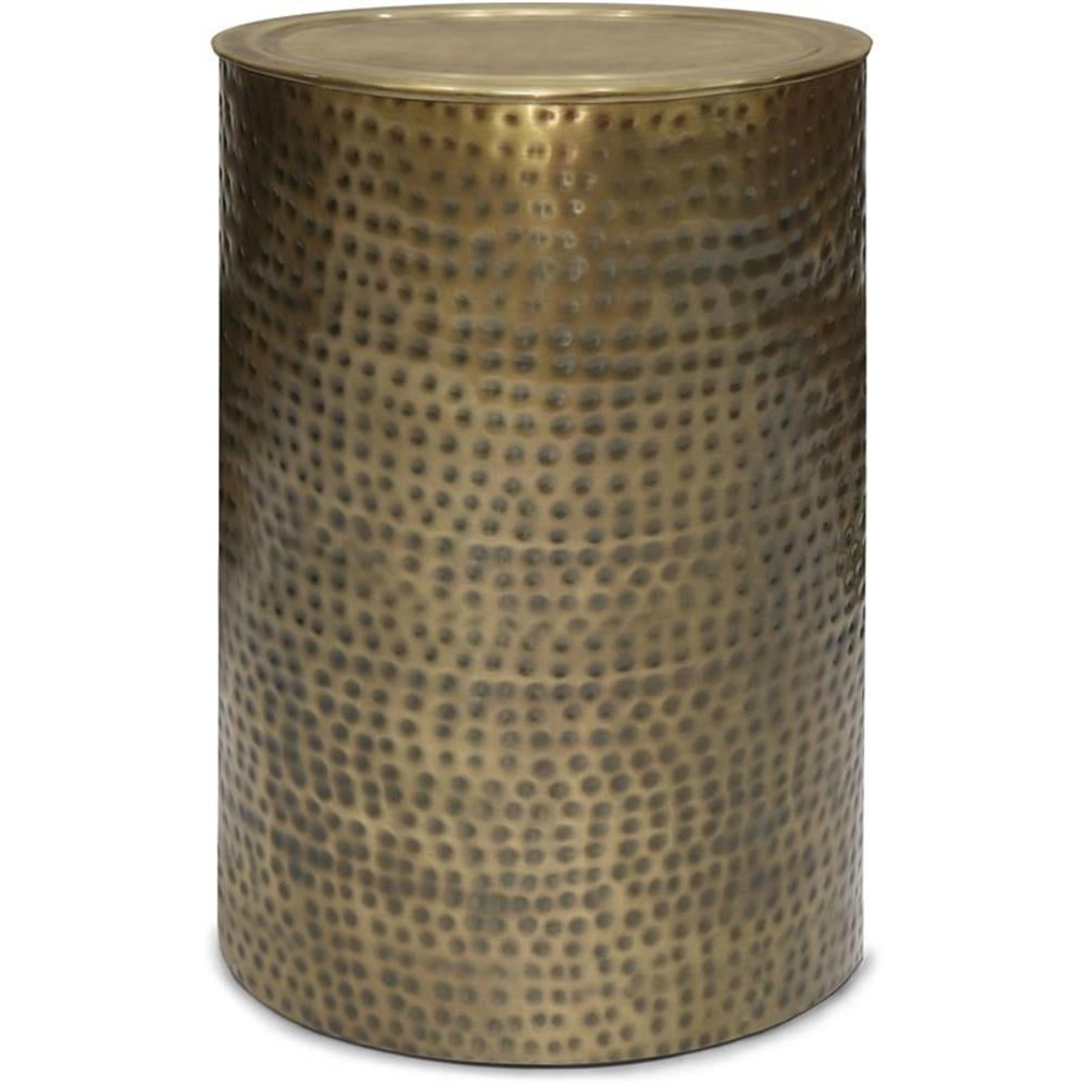 Allora 16" Contemporary Metal Side Table in Hammered Antique Gold ...