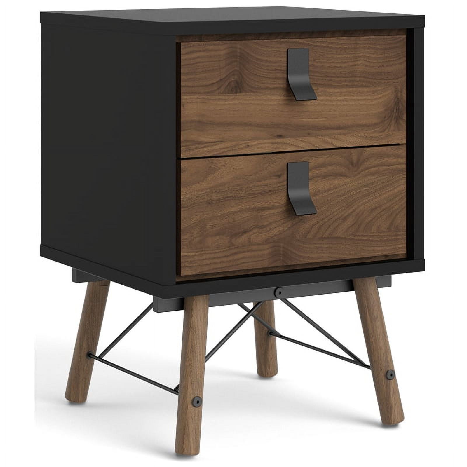 Allora 2 Drawer Nightstand in Black Matte and Walnut - Walmart.com