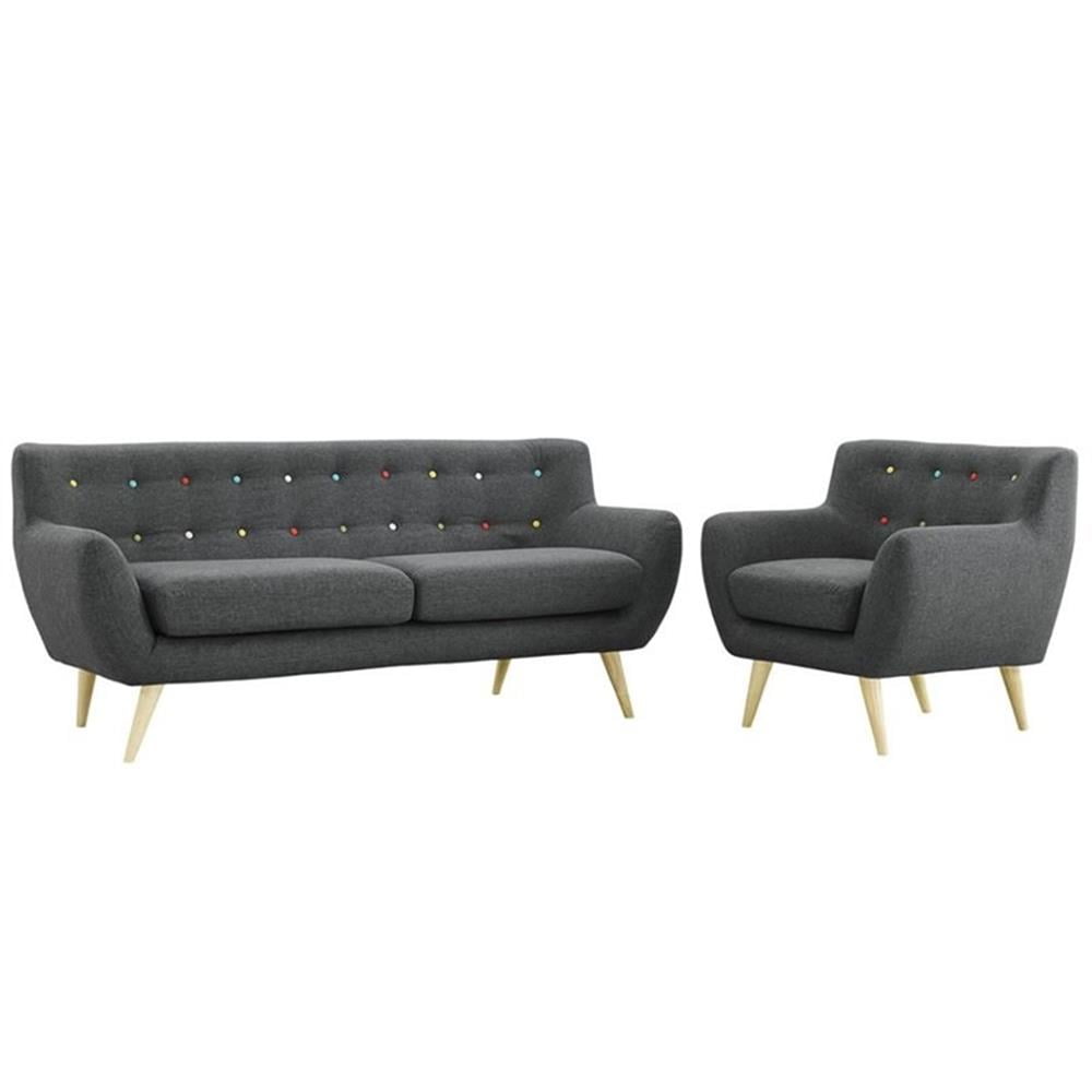 Allora 2 Piece Sofa Set in Gray - Walmart.com