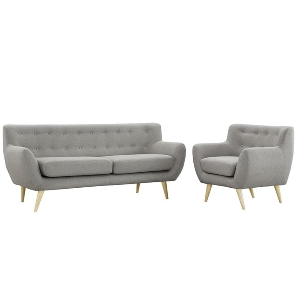 Allora 2 Piece Sofa Set in Light Gray - Walmart.com