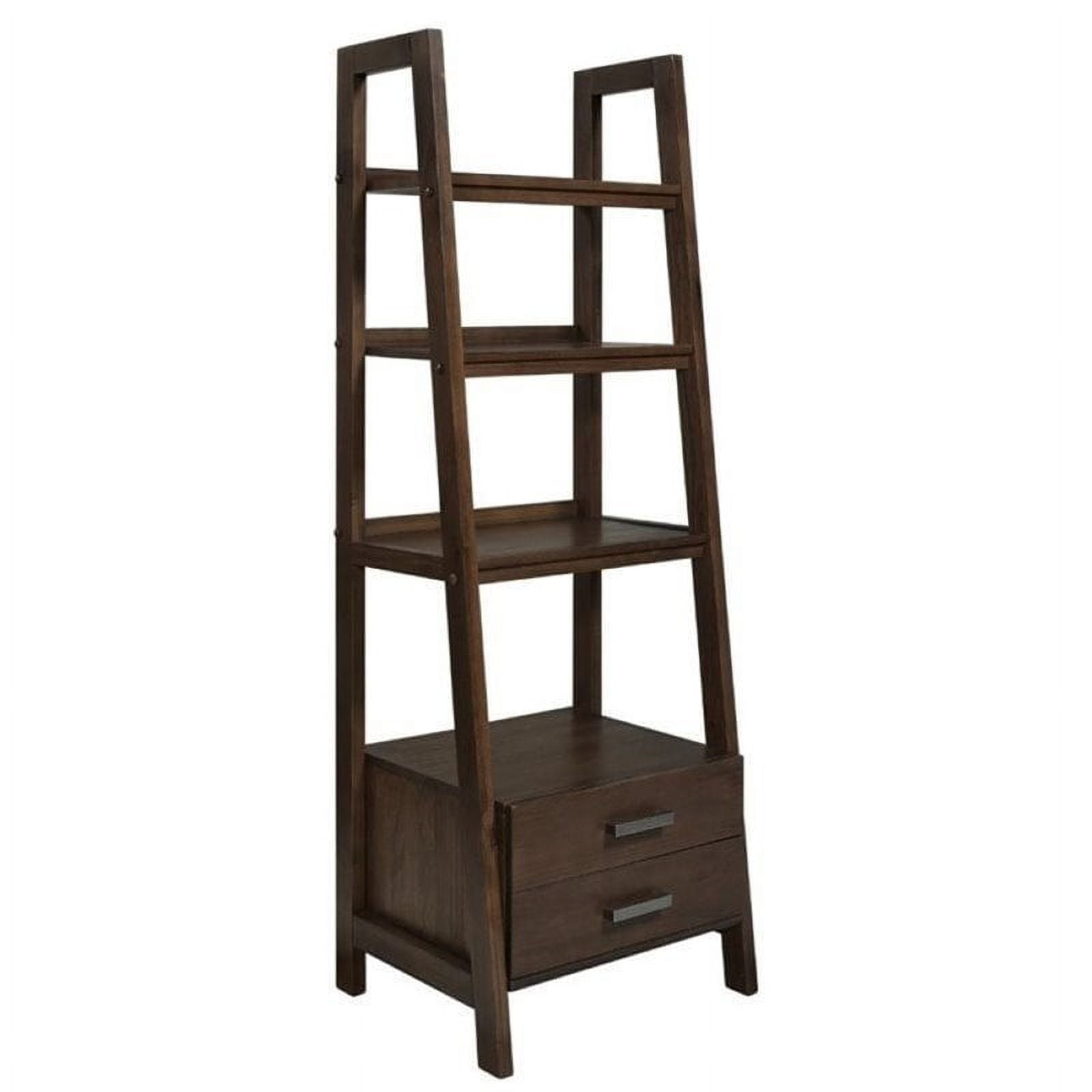 Allora 4 Shelf Solid Wood Ladder Bookcase in Saddle Brown - Walmart.com
