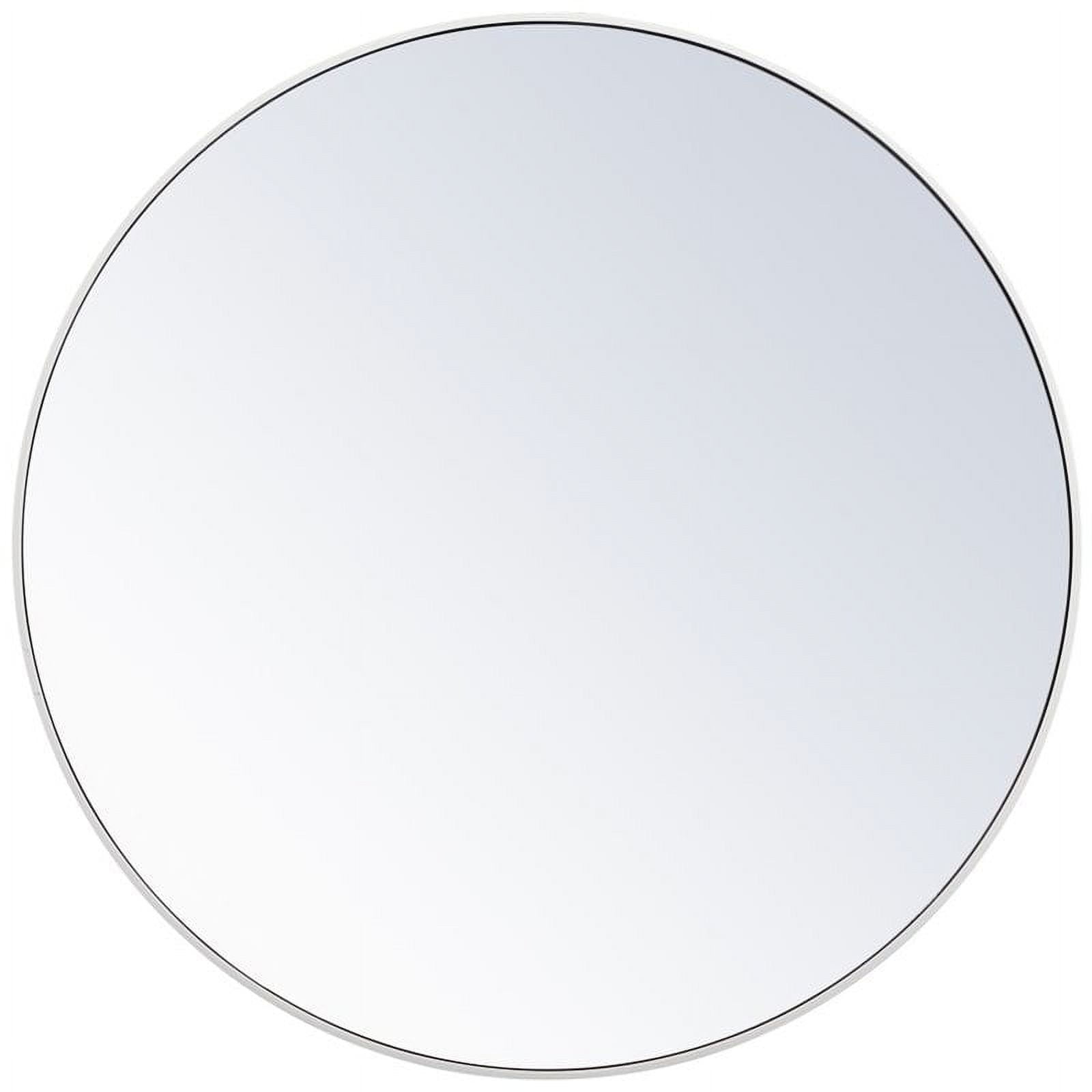Allora 42" Round Mid Century Metal Frame Clear Beveled Mirror in White ...