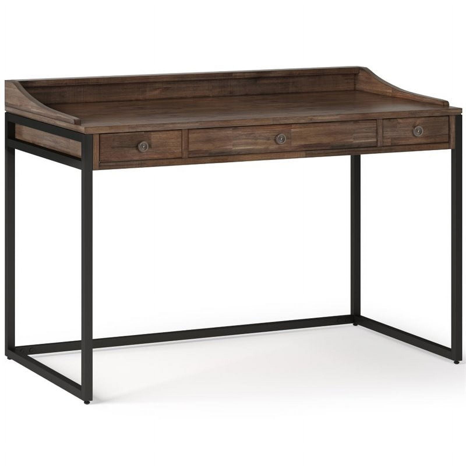 Allora 48" Solid Wood Modern Computer Desk in Rustic Aged Brown ...