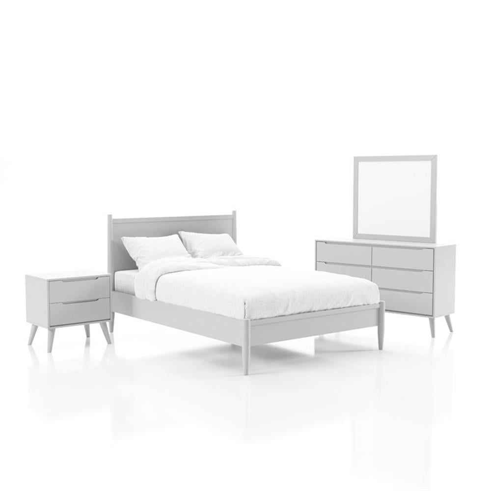 Allora 4pc Wood Bedroom Set - Queen+Nightstand+Dresser+Mirror in White ...