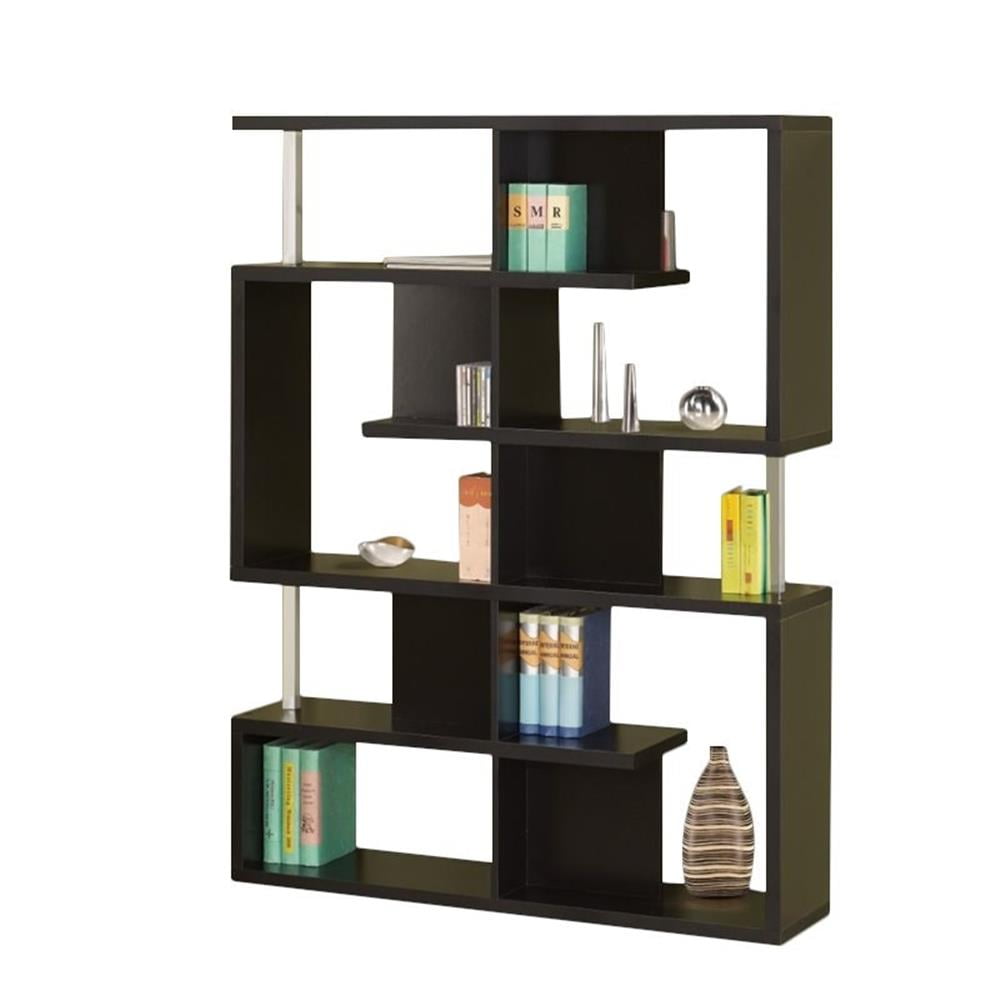Allora 5 Tier Contemporary Bookcase in Black and Chrome - Walmart.com
