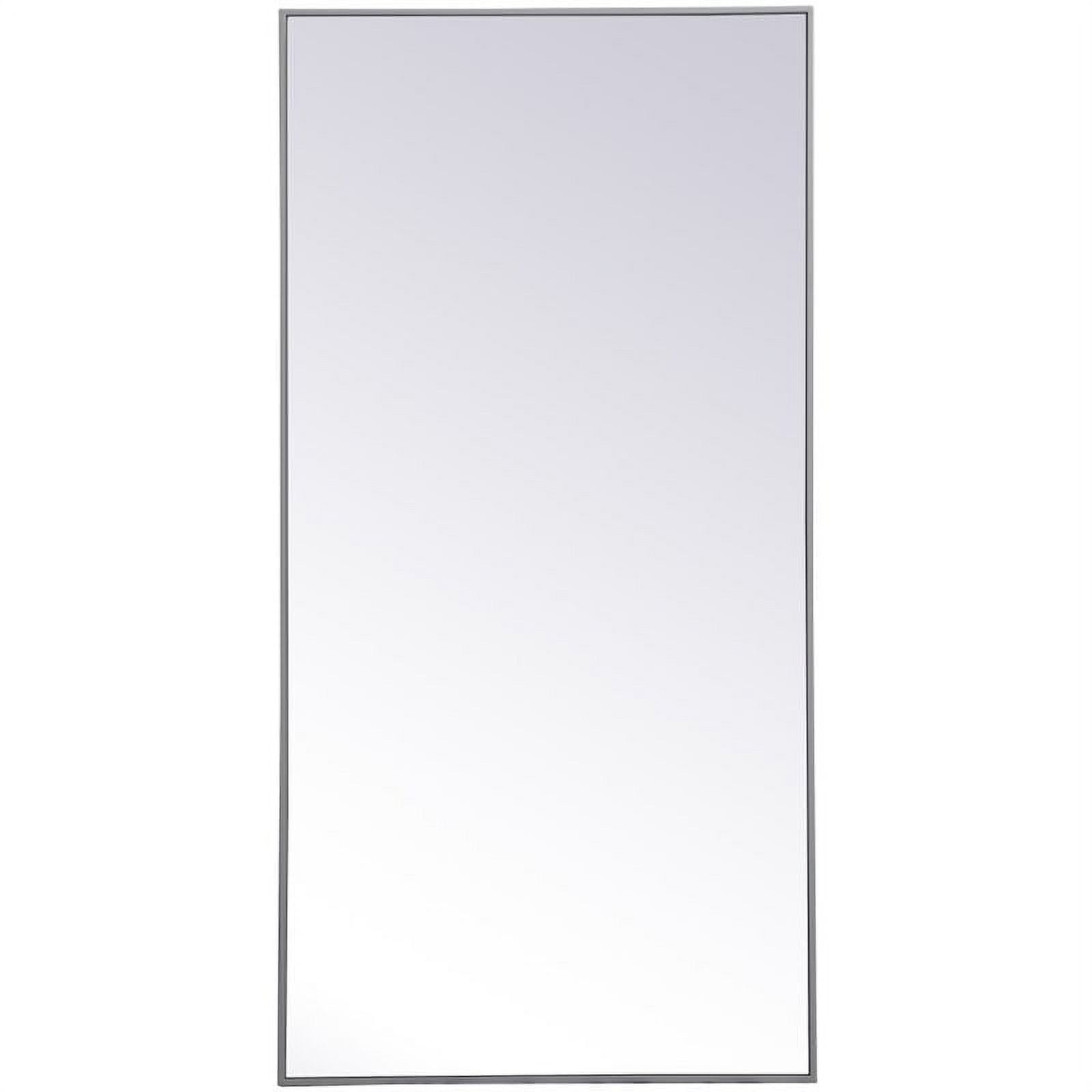 Allora 60" x 30" Mid Century Metal Frame Clear Beveled Mirror in Gray ...