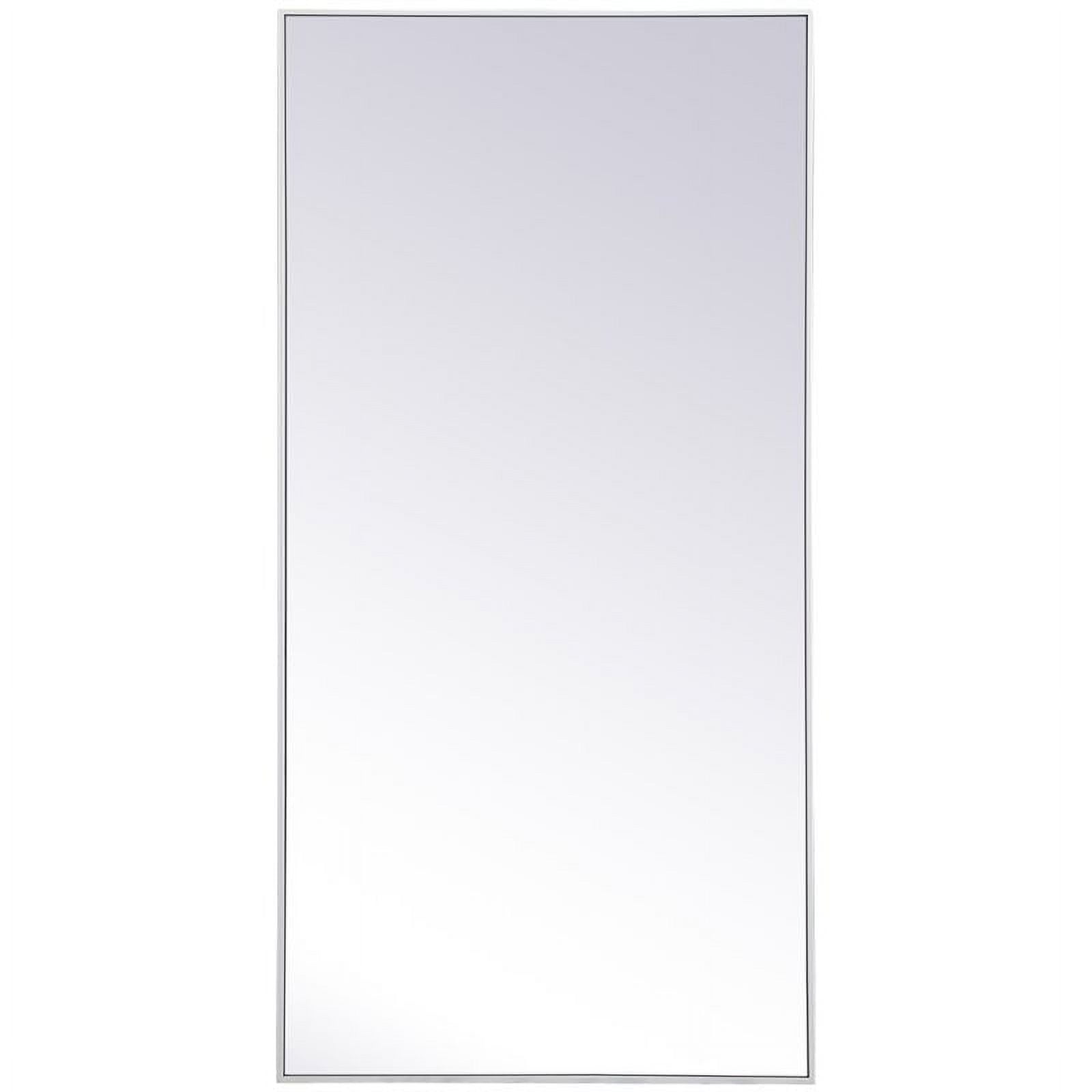 Allora 60" x 30" Mid Century Metal Frame Clear Beveled Mirror in White ...